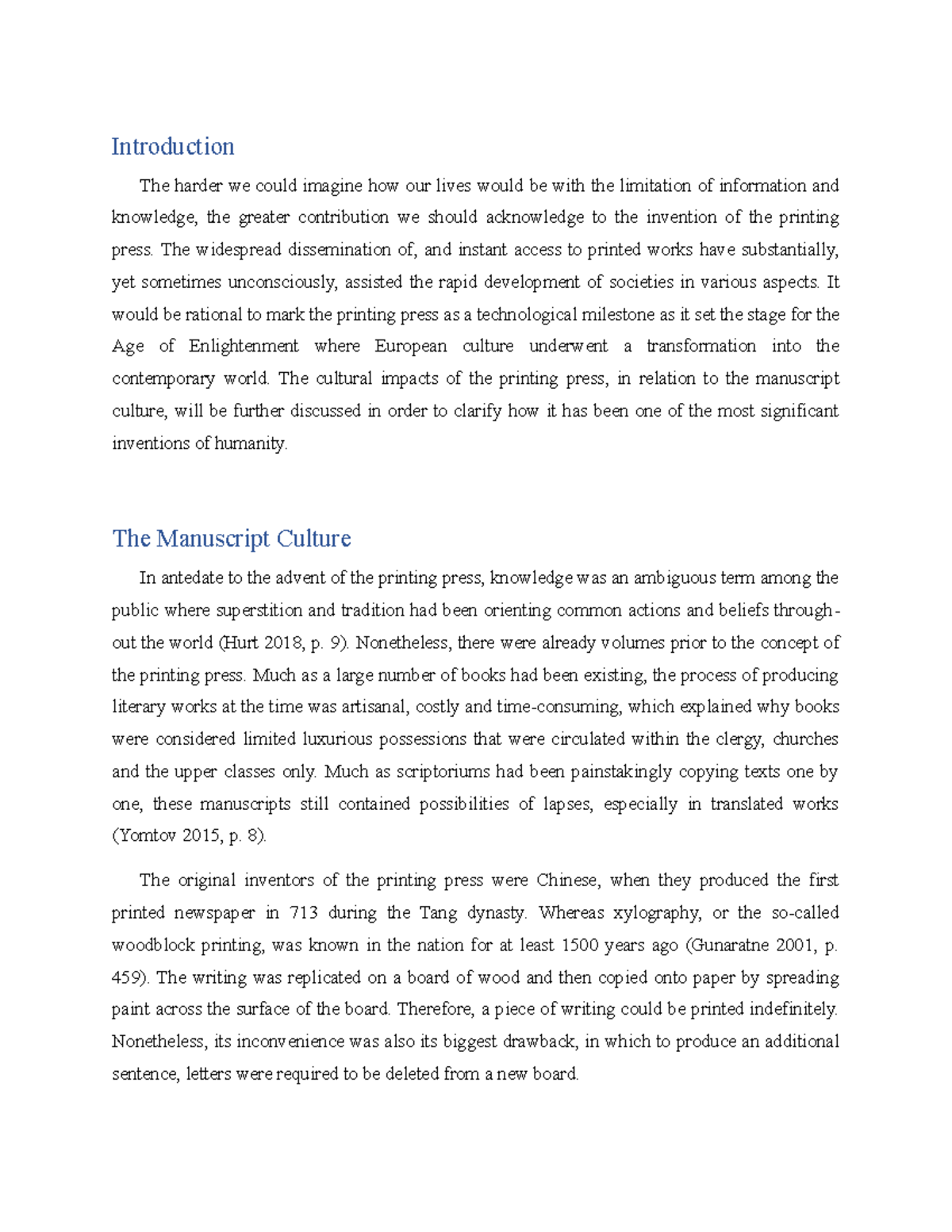 Cultural effects of printing press and the move from manuscript to ...