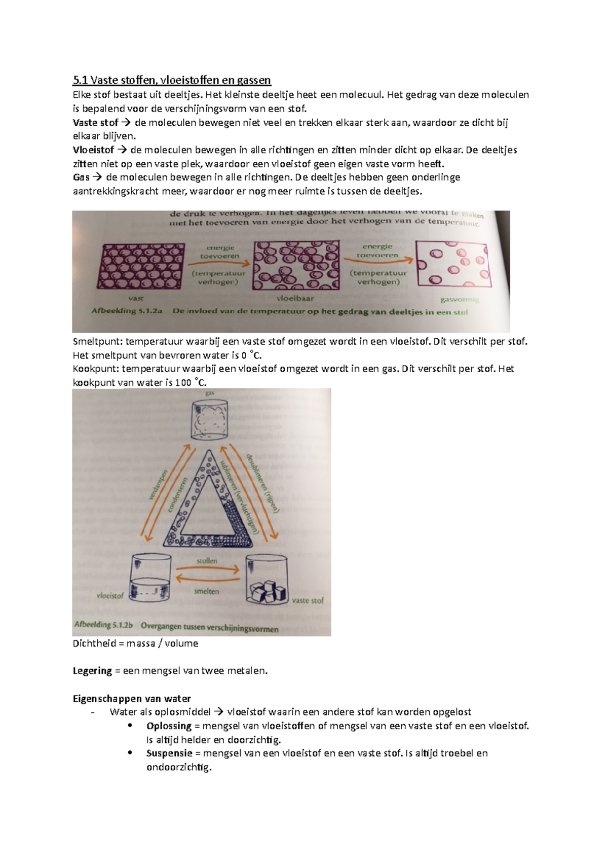 Samenvatting natuur Pabo 1 hoofdstuk 5 - 5 Vaste stoffen, vloeistoffen ...