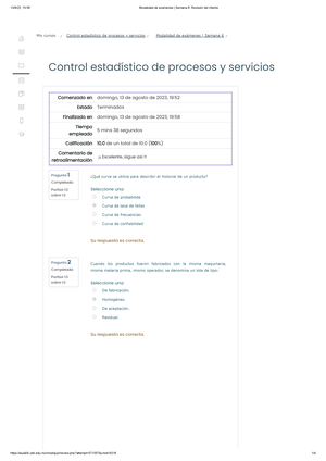 Modalidad de exámenes Semana 3 control estadisticos de procesos - Control estadístico de ...