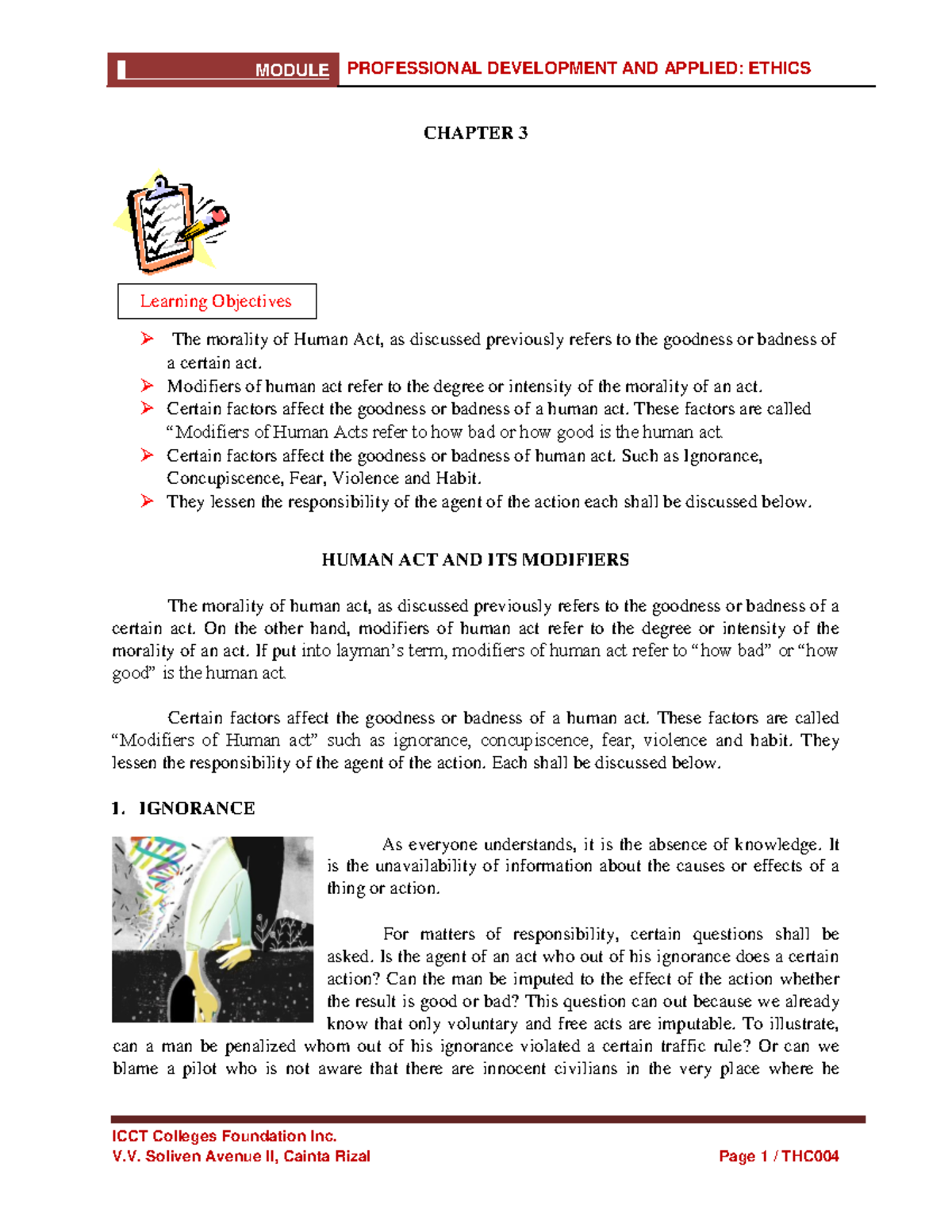 Module 3 - THC004 Chapter - ICCT Colleges Foundation Inc. CHAPTER 3 The ...