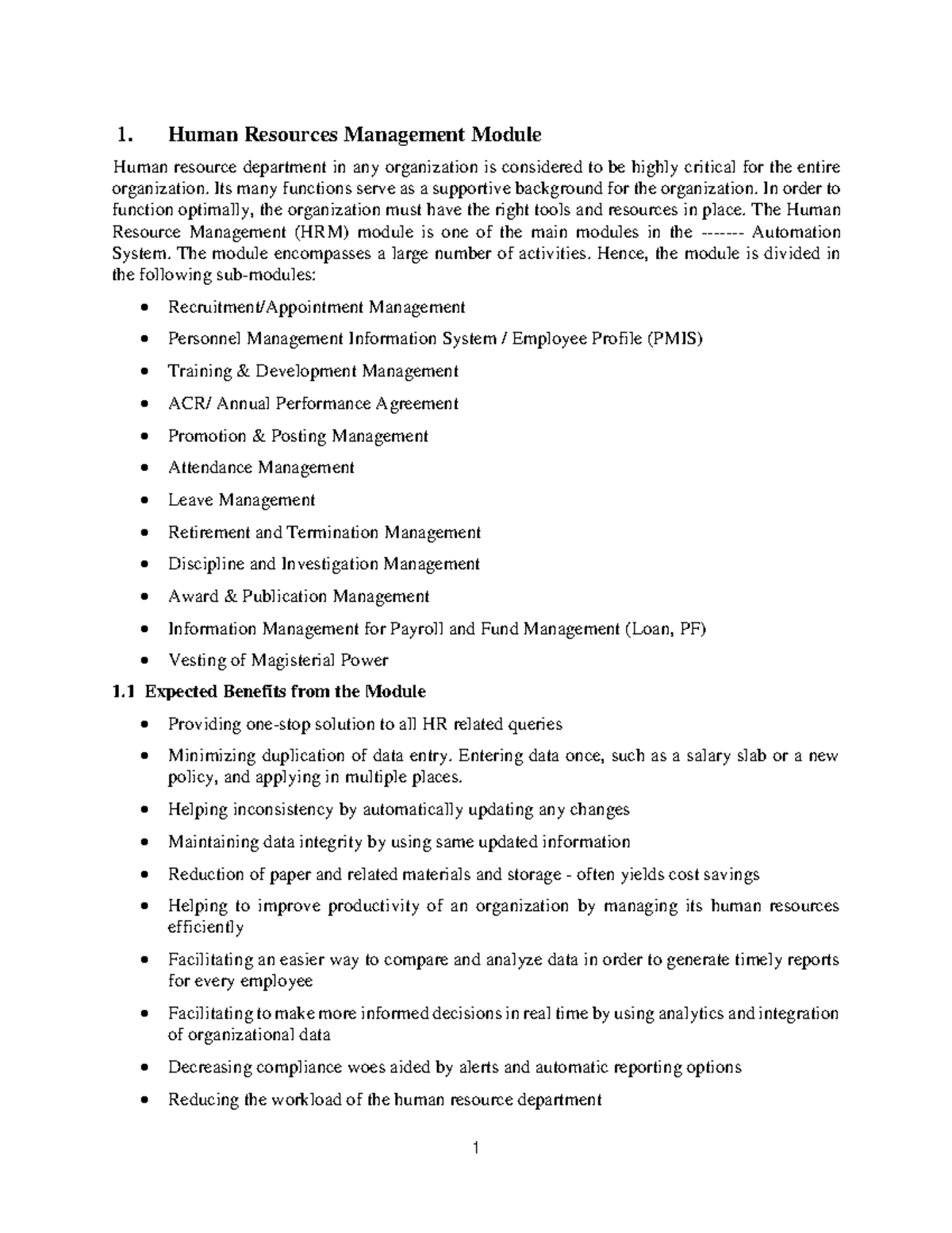 Kenneth Summary Part1 - 1. Human Resources Management Module Human ...