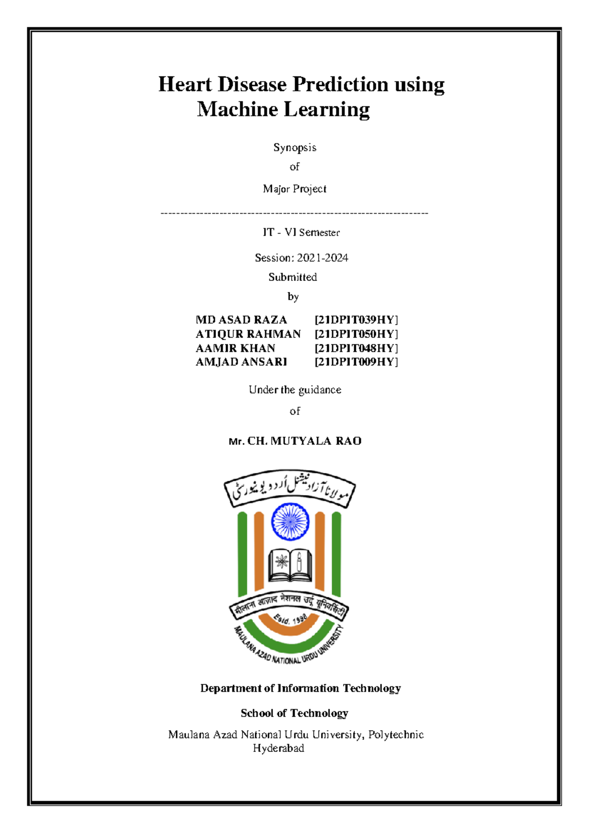 Abstract - Summary Diploma in computer science and engineering - Heart ...