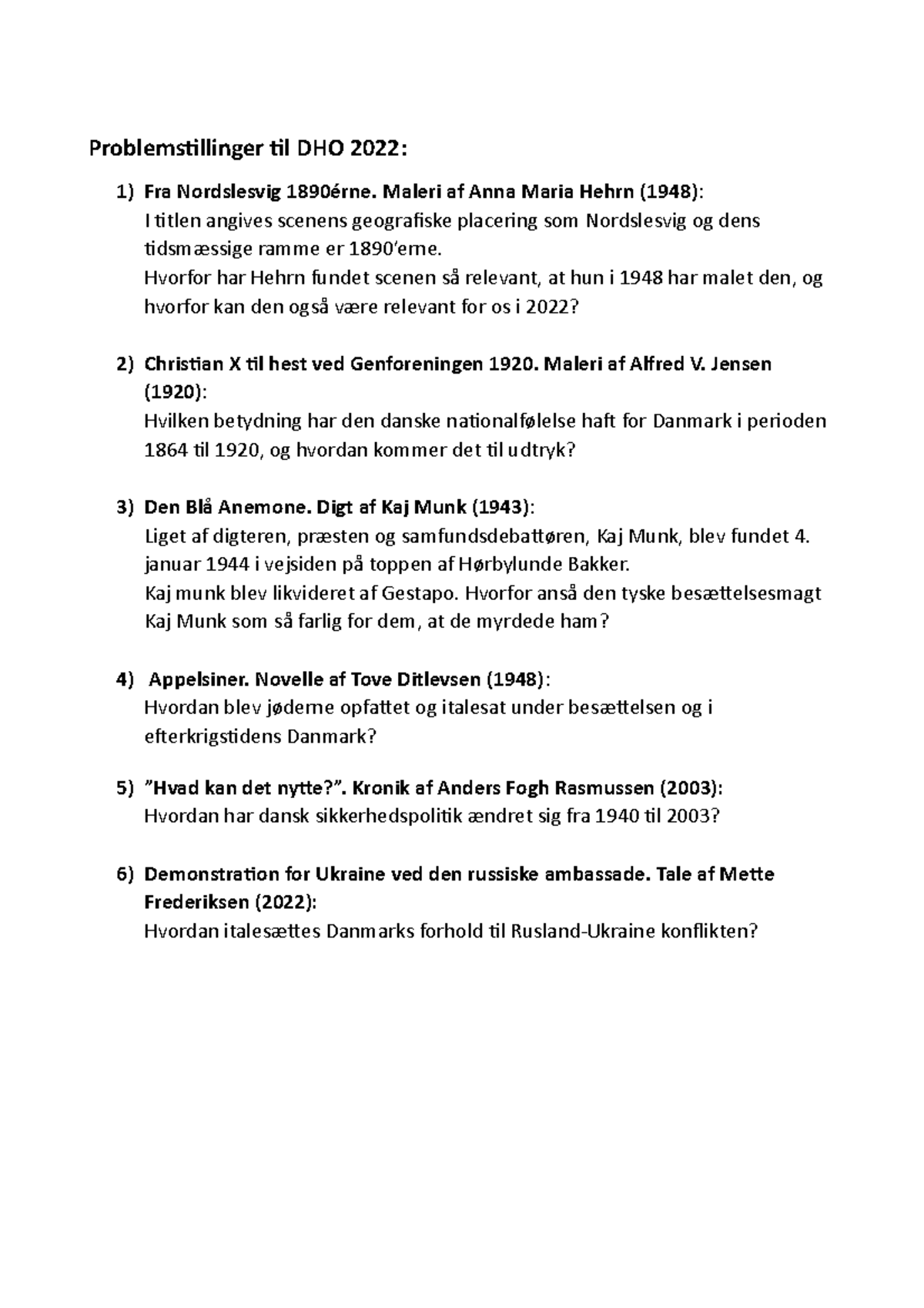 Problemstillinger til DHO - Maleri af Anna Maria Hehrn (1948): I titlen ...