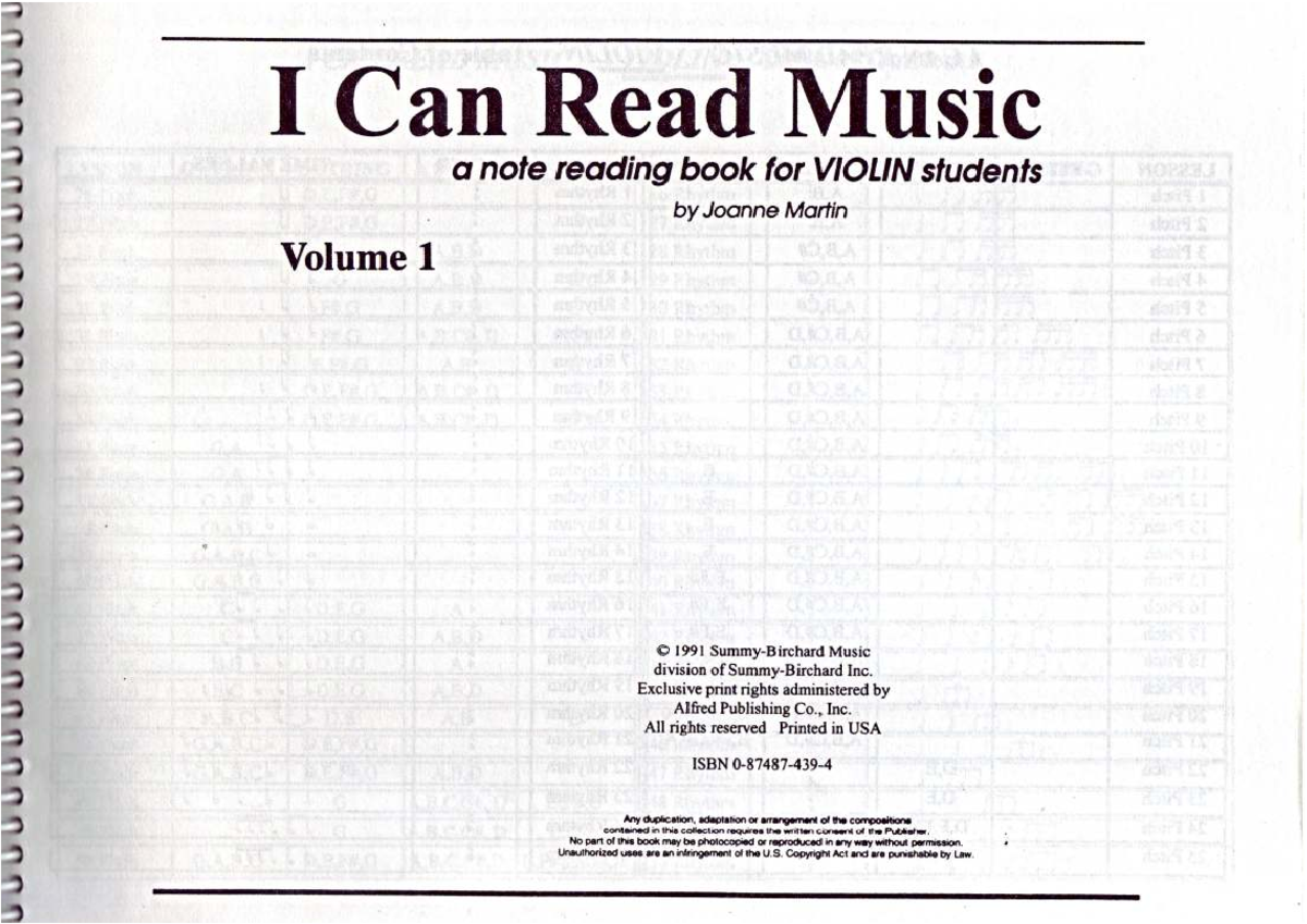 I Can Read Music Violin -1 (105p) - lettering - Studocu