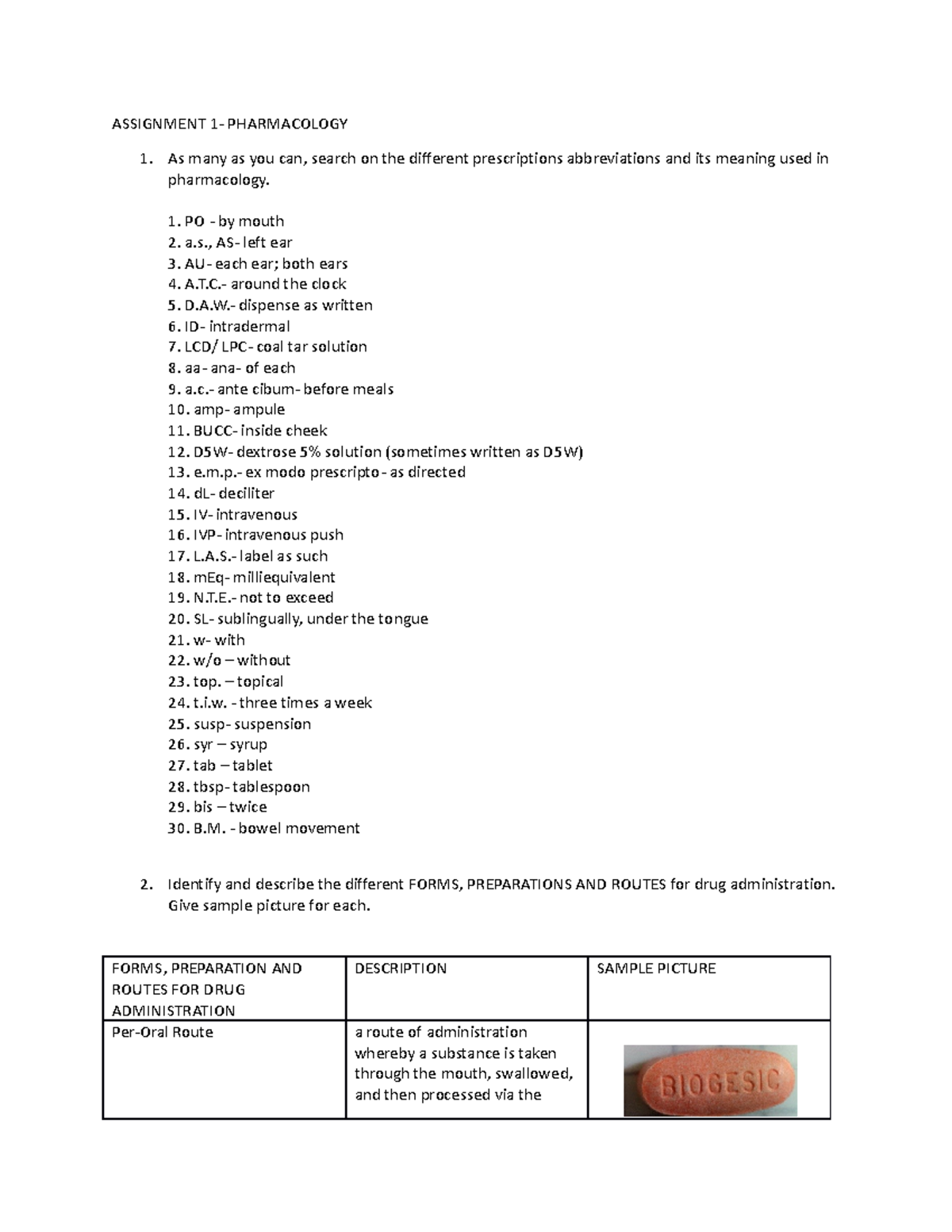 Pharma - SAMPLE - ASSIGNMENT 1- PHARMACOLOGY As many as you can, search ...