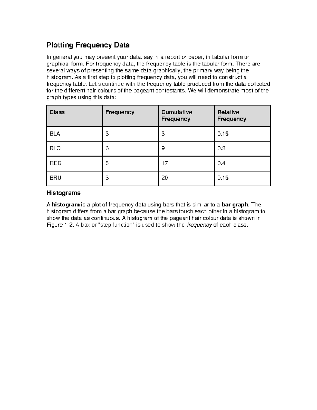 Psy233 mod01 plot freq data - Plotting Frequency Data In general you may present your data, say ...