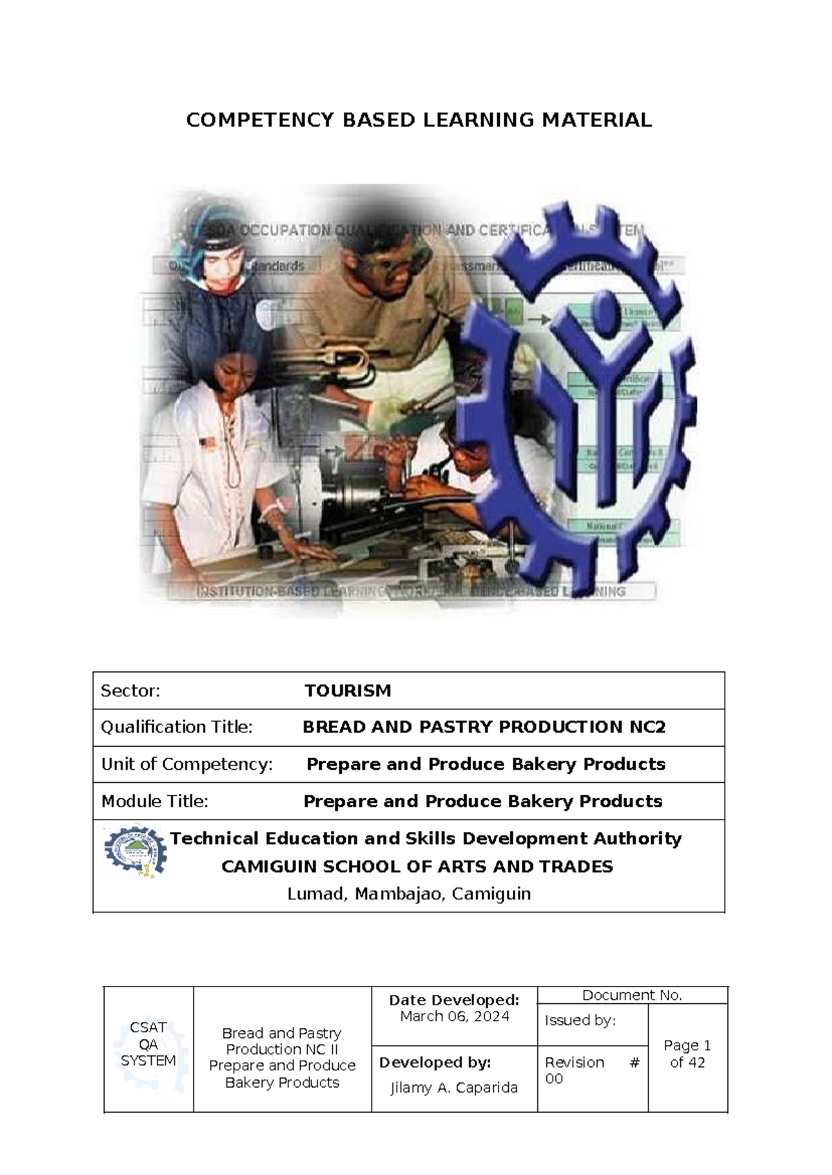Competency Based Learning Material - COMPETENCY BASED LEARNING MATERIAL Sector: TOURISM - Studocu