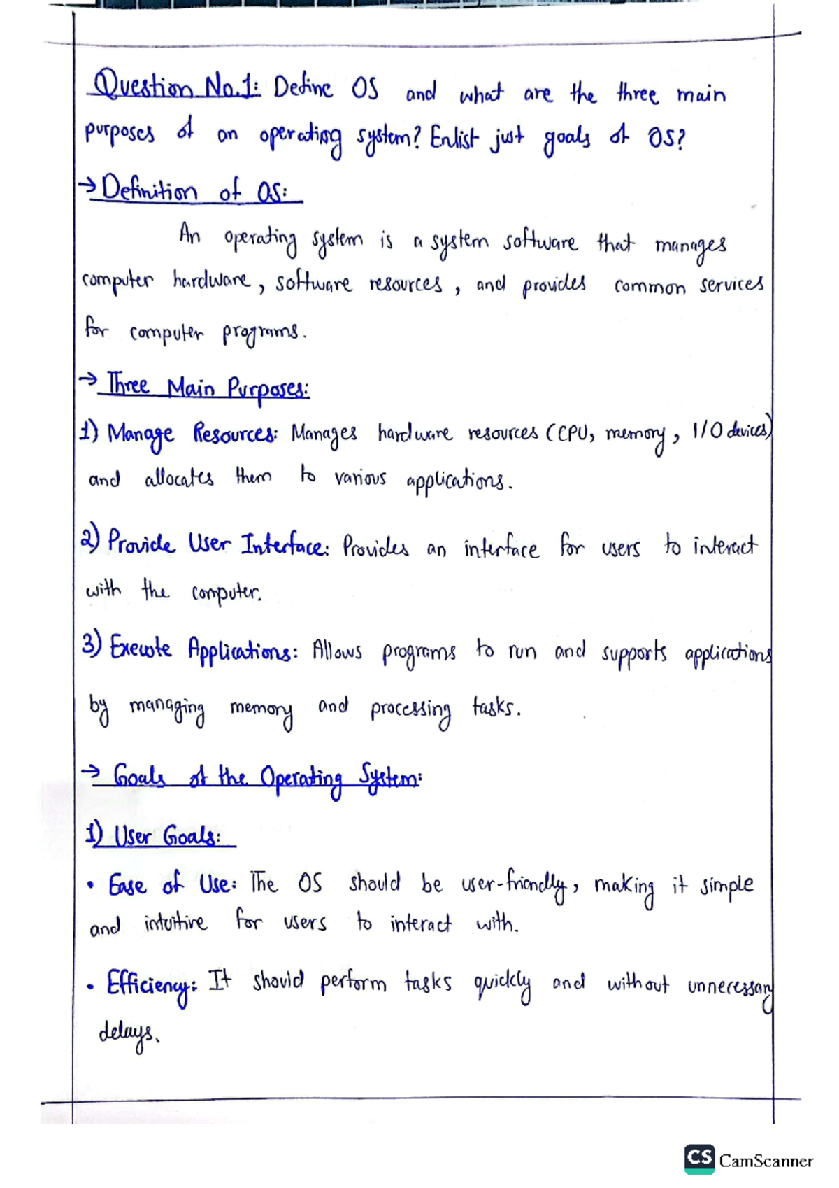 Operating Systems Mids - Question No: Define OS and what are the three ...