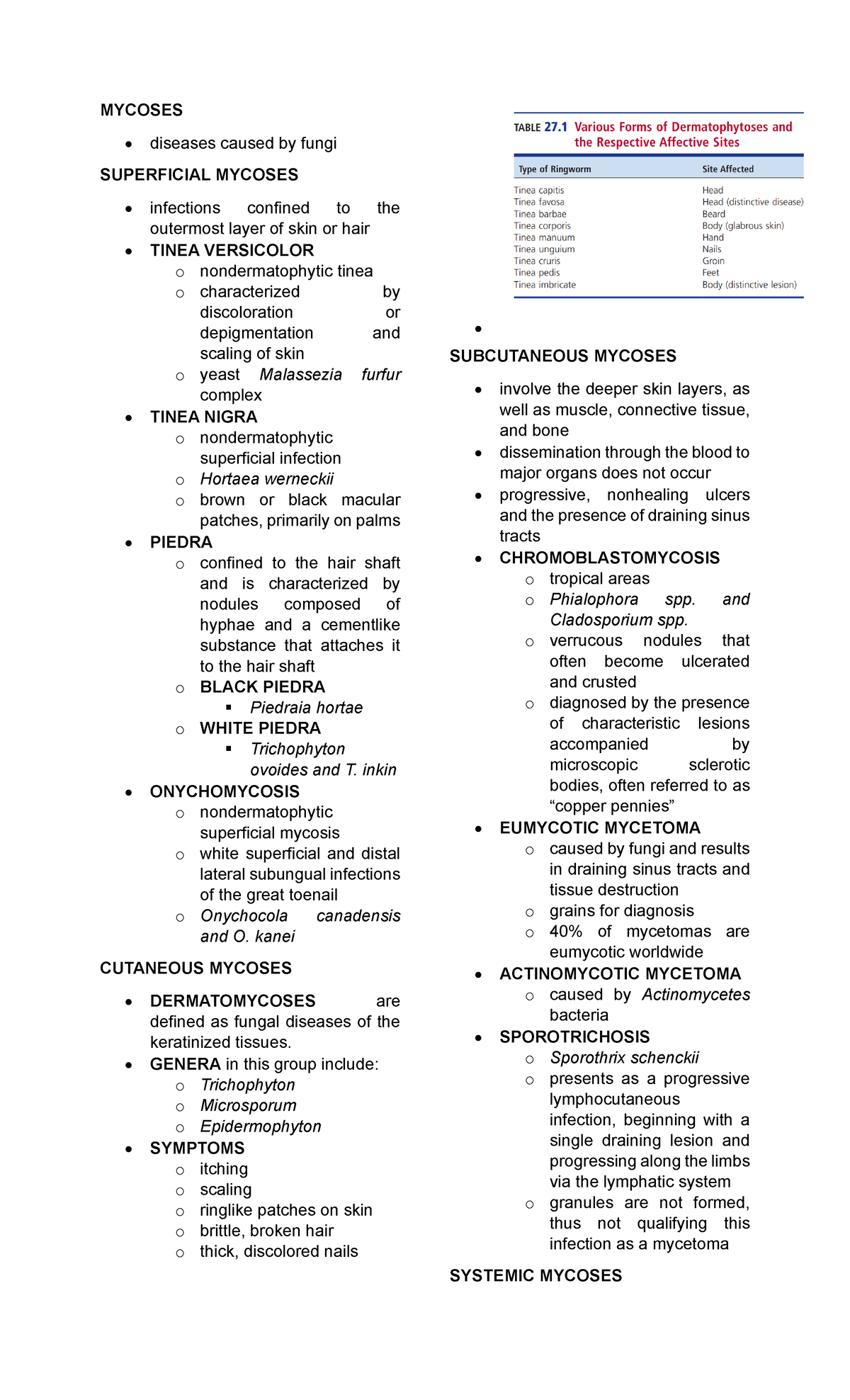 01 medically significant fungi - MYCOSES diseases caused by fungi ...