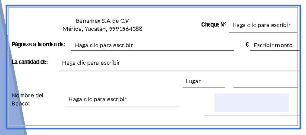 Formato cheque - Contabilidad de costos - Banamex S de C Mérida ...