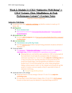 PSYC 3300 - Lecture Notes of Week 4 - Module 4 || CH