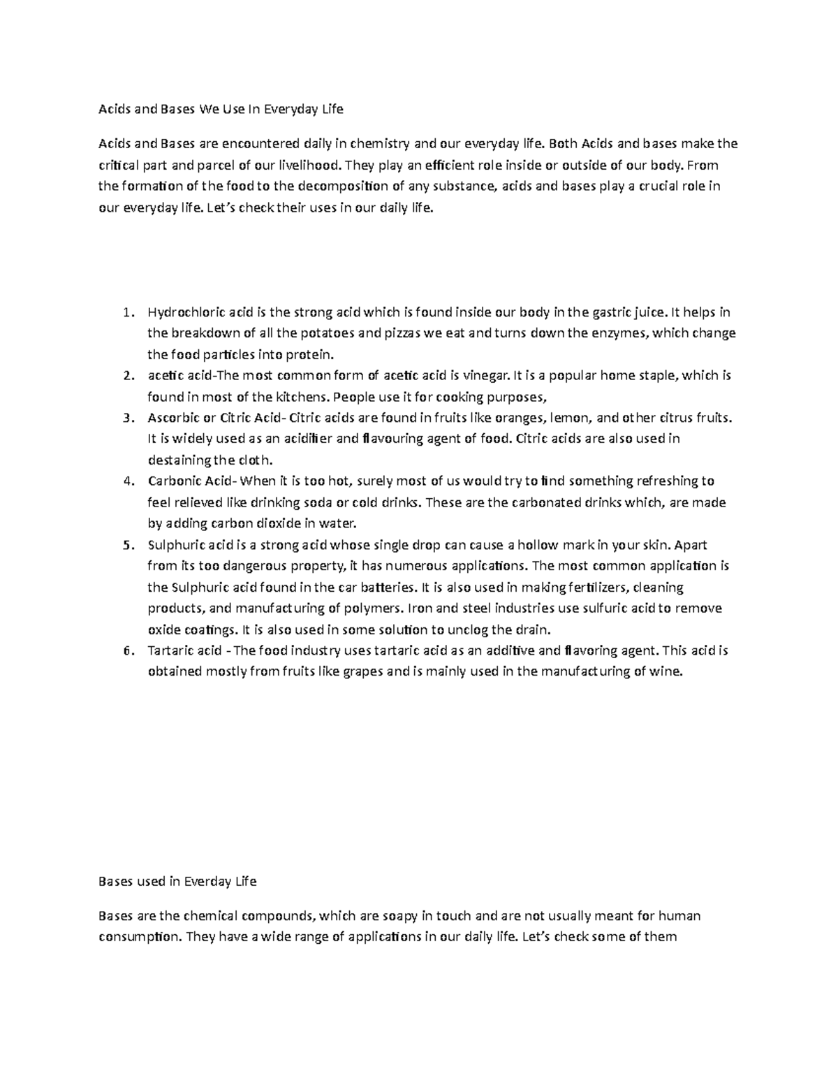 Acids and Bases-WPS Office - Acids and Bases We Use In Everyday Life ...