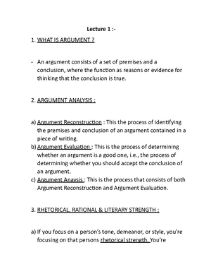 Lecture 3 - Well-formed Argument - LECTURE 3 : Well-formed Arguments : A Well-formed argument ...