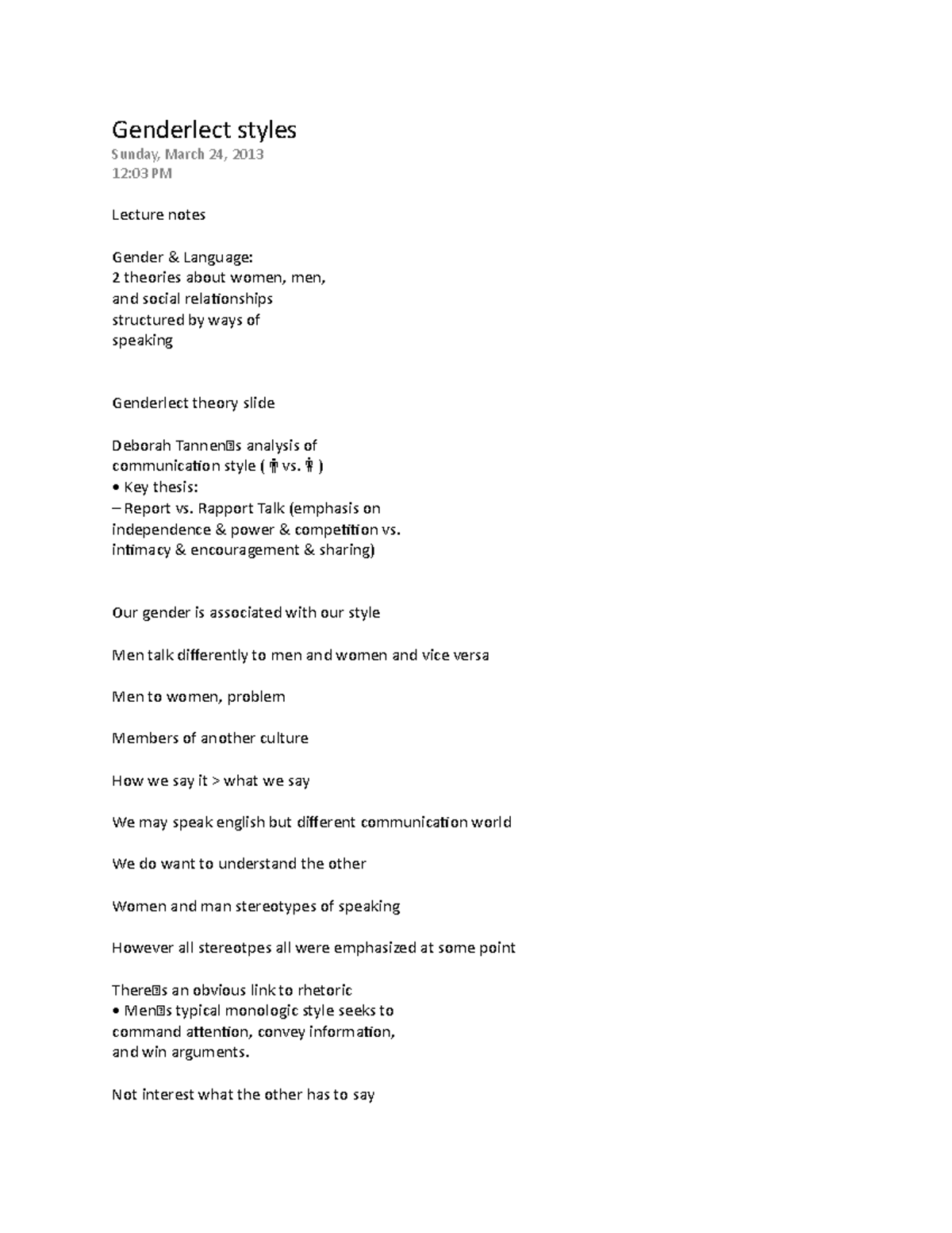 Genderlect styles - Dr Dun and Derek Fosters Class - Genderlect styles ...