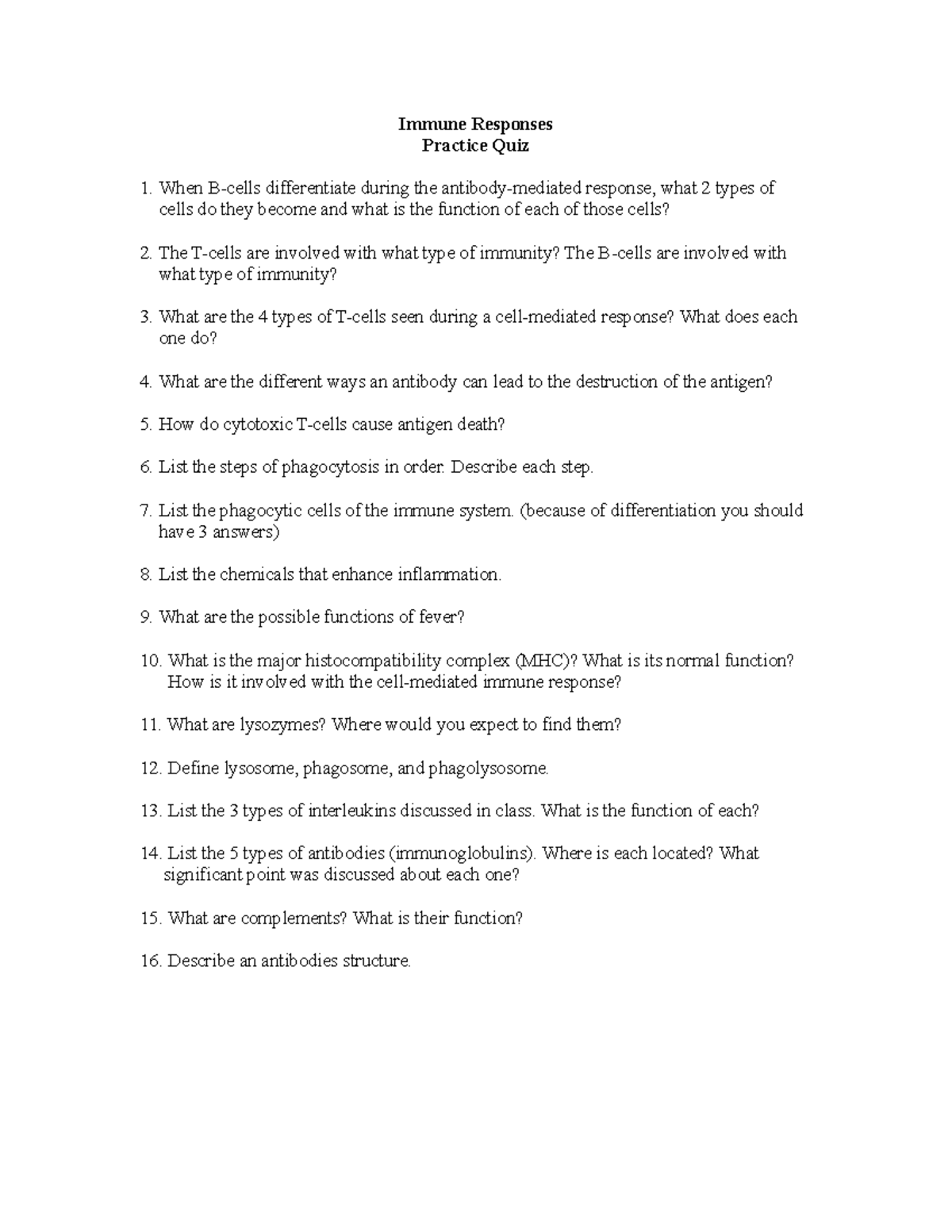 101 550e10801 D09ec9 Immune Responses Quiz Immune Responses Practice