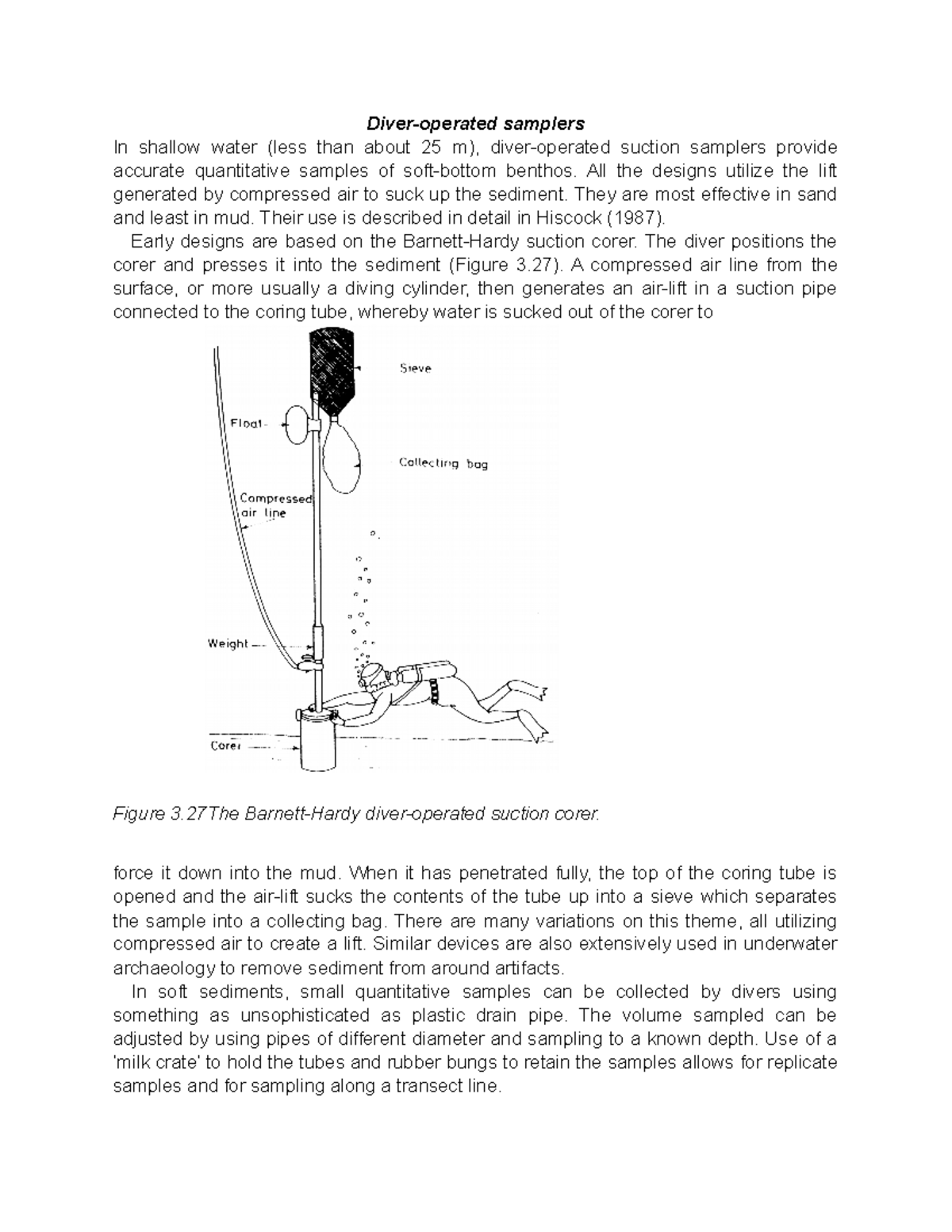 Measuring and Sampling - Diver-operated samplers In shallow water (less ...