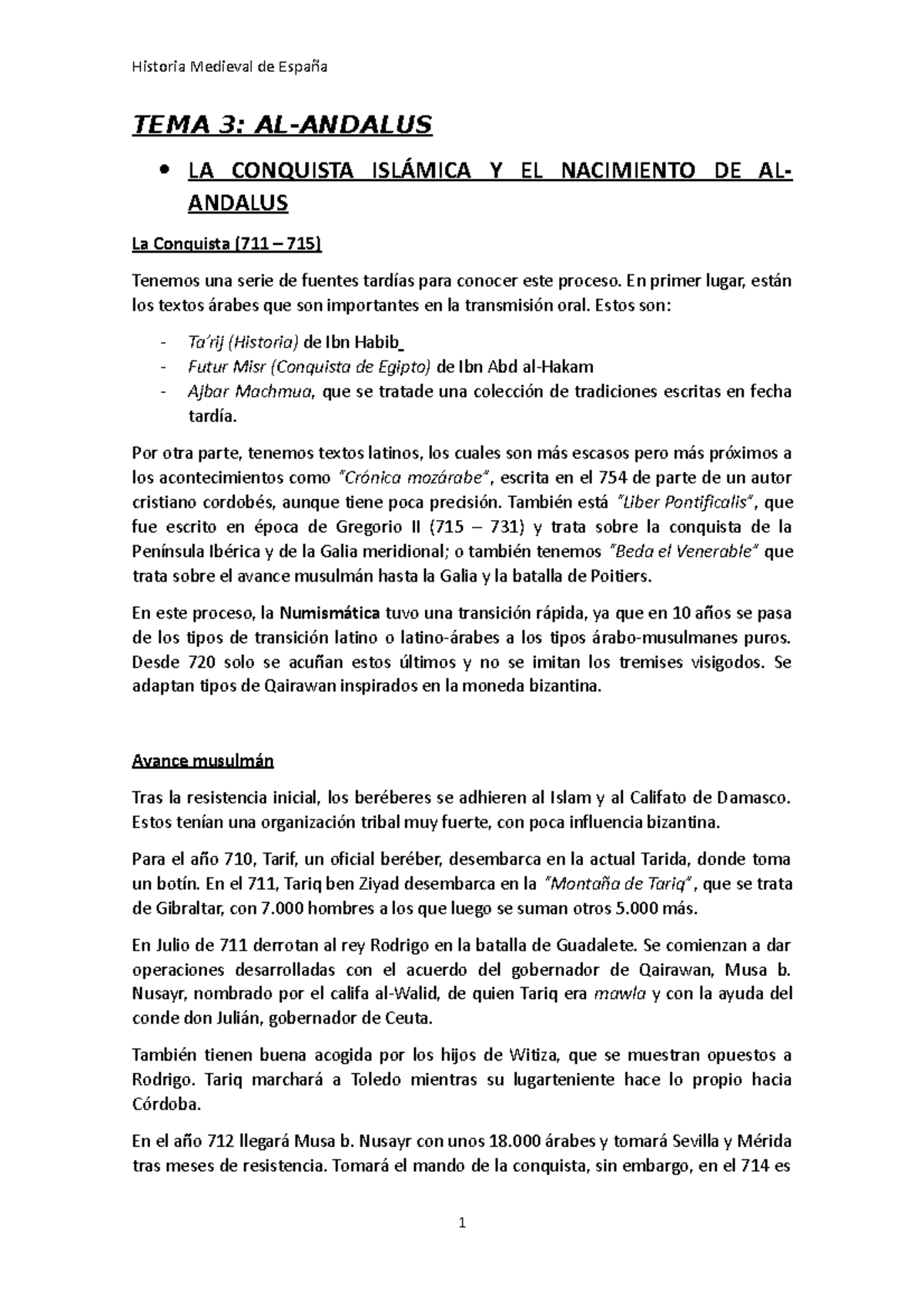 Medieval. TEMA 3. AL- Ándalus - TEMA 3: AL-ANDALUS LA CONQUISTA ...