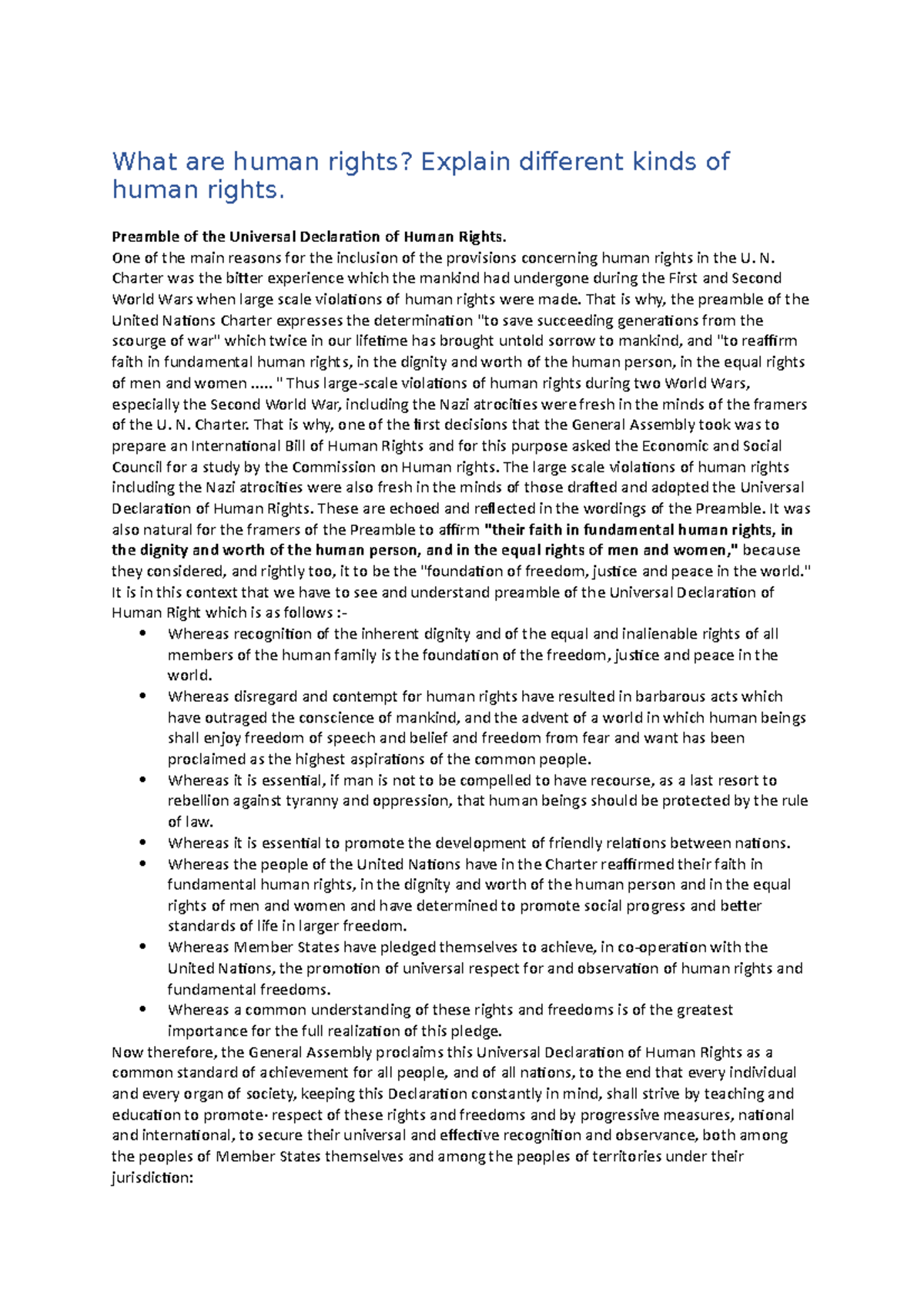 Different Kinds of Human Rights Articles - What are human rights ...