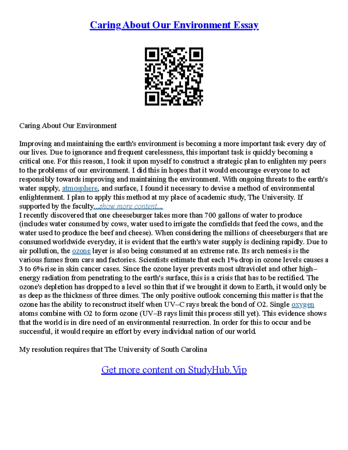 Essay On Protecting Environment - Caring About Our Environment Essay ...