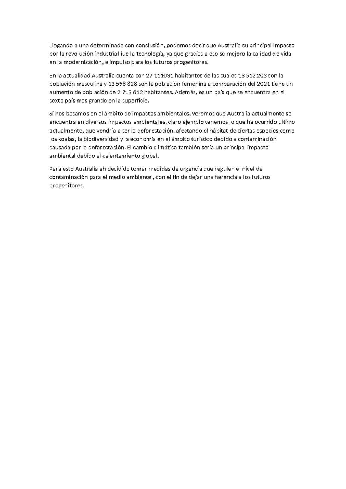 Conclusion - australia - Llegando a una determinada con conclusión ...