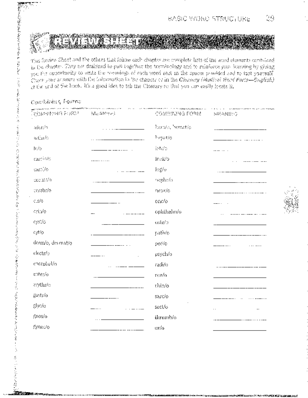 Exercises Chapter 1 Basic Word Structure (Language of Medicine) - Studocu