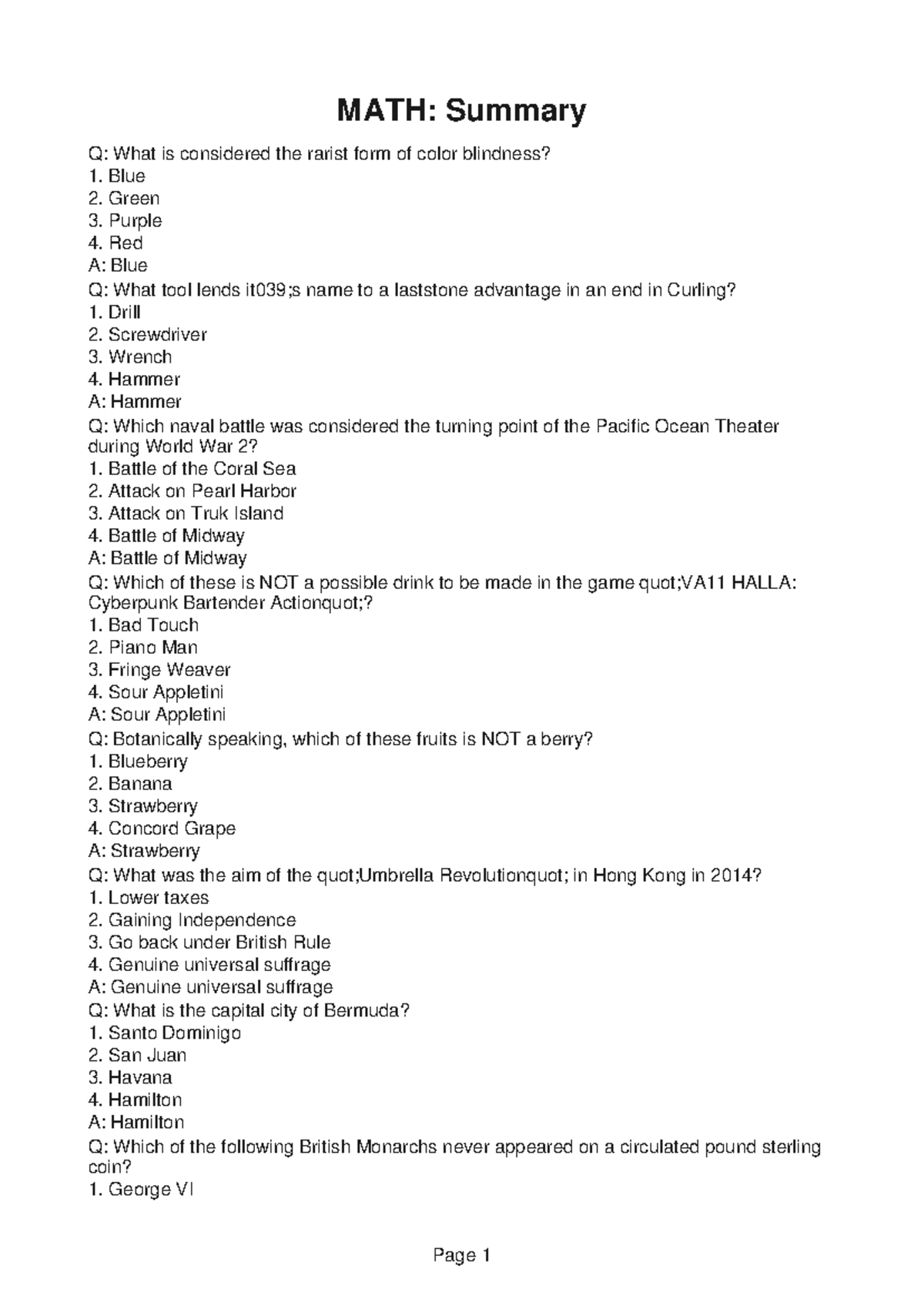MATH192-Chapter-4 - MATH192 - MATH: Summary Q: What is considered the ...