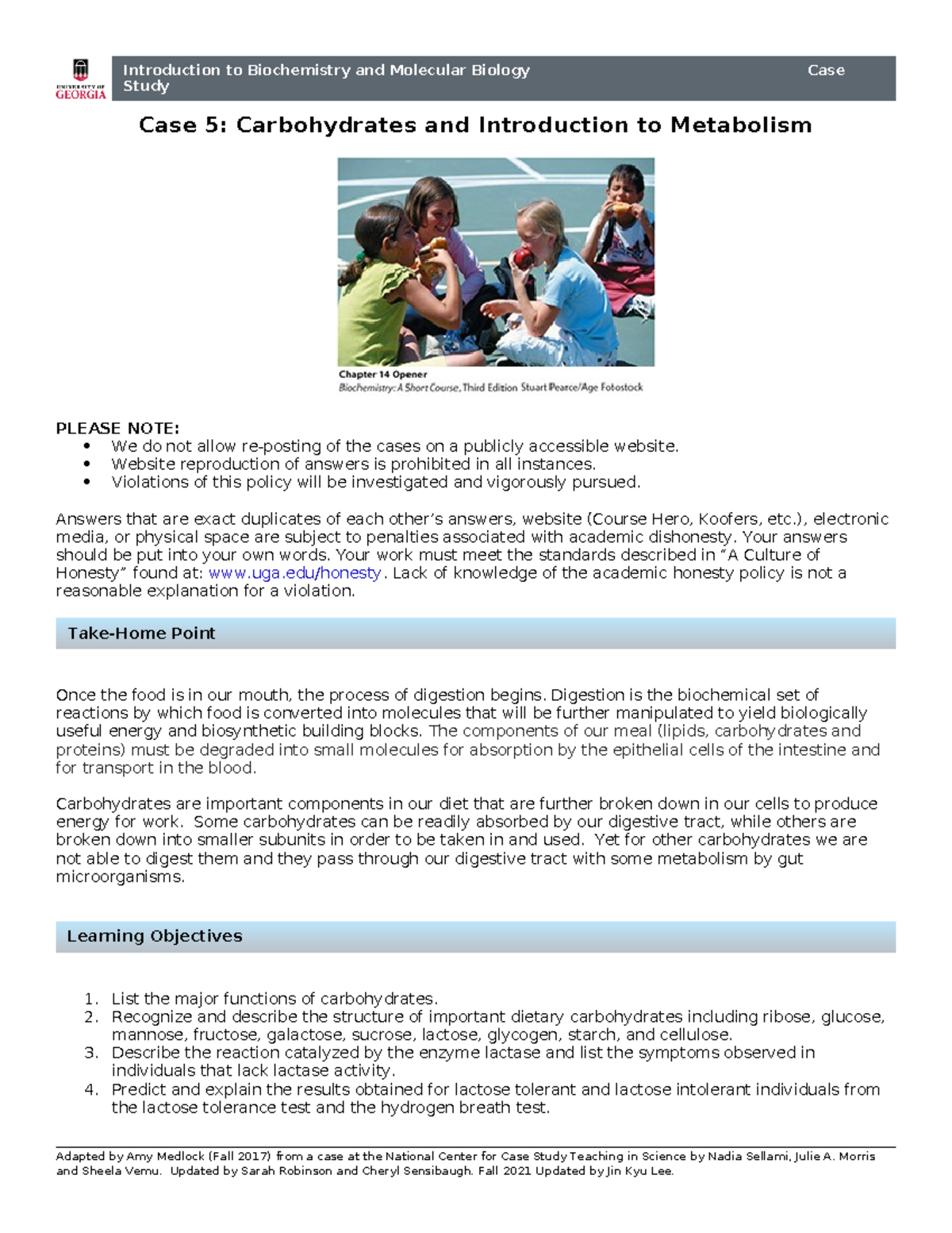 Case 5 - Carbohydrates and Introduction to Metabolism Summer 2024 ...