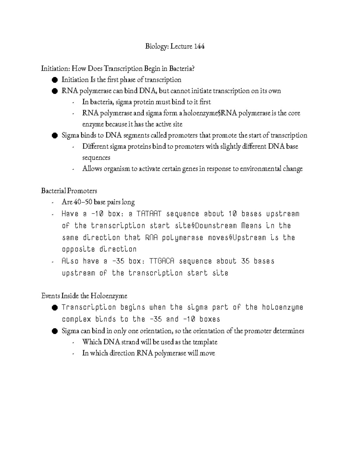 Biology Lecture 144 - Biology: Lecture 144 Initiation: How Does ...