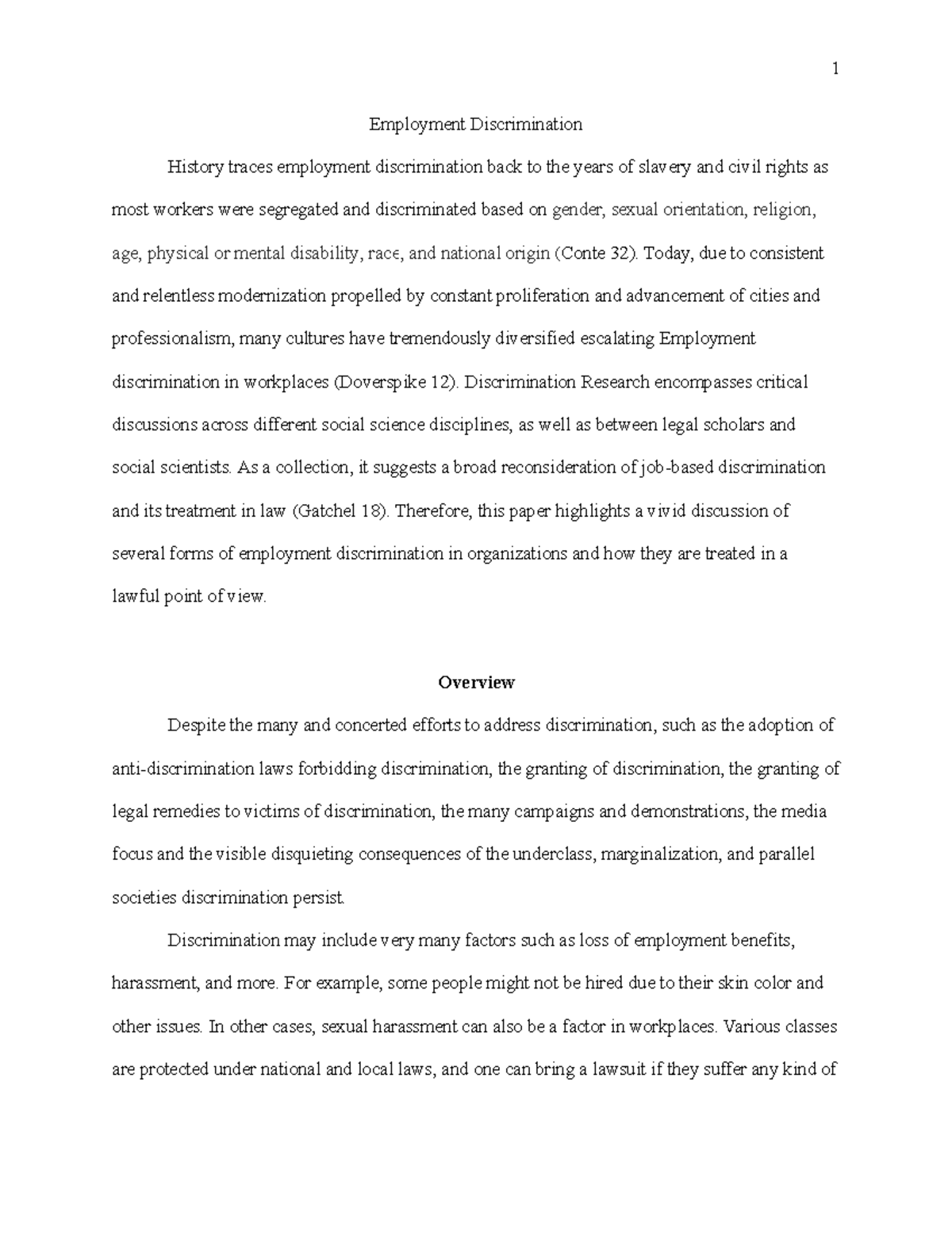 Paper - Employment Discrimination History traces employment ...