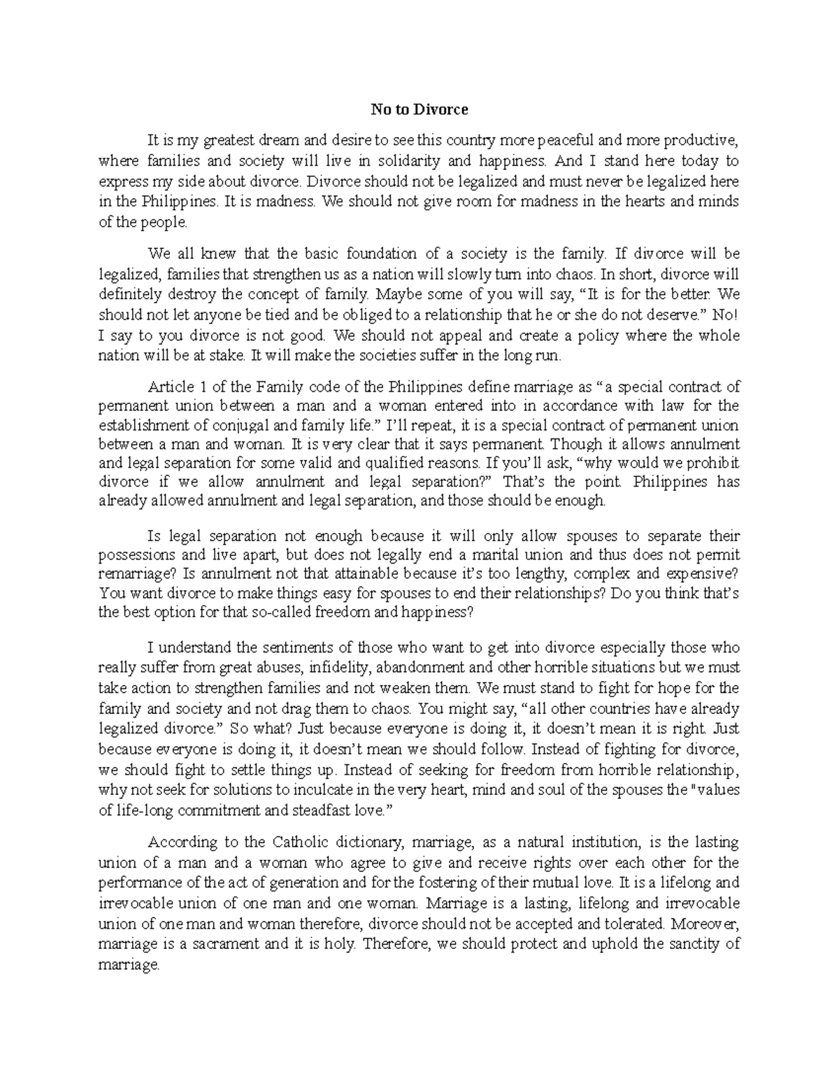 No to divorce. importance of keeping the family and aiming for a strong ...