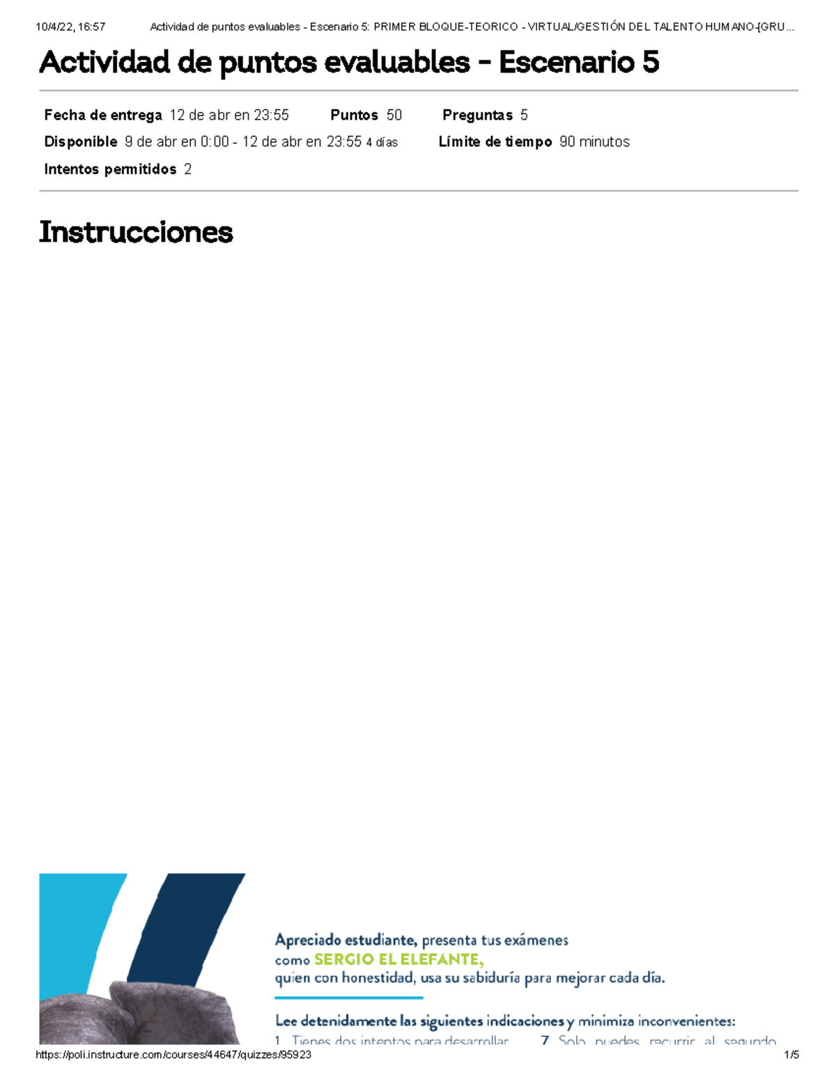 Actividad de puntos evaluables - Escenario 5 Primer Bloque- Teorico - Virtual Gestión DEL ...