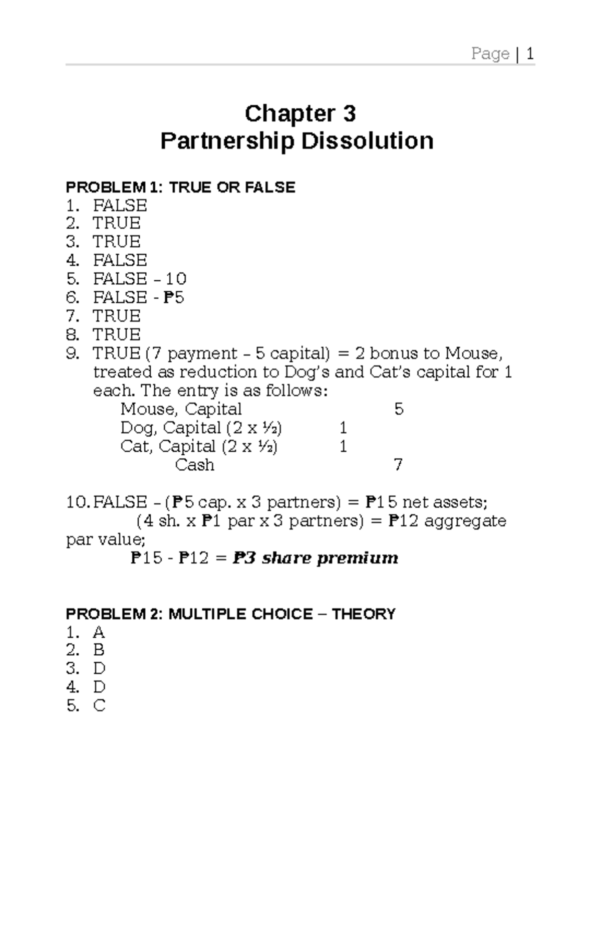 Advance Accounting 1 solution manual chpter 3 - Chapter 3 Partnership ...