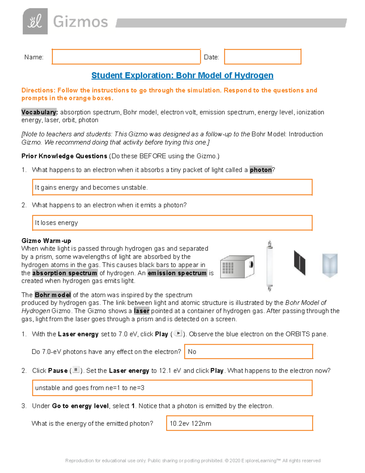 Copy of Jonathan Hernandez - Bohr Model Hydrogen SE - 5157482 - Name ...