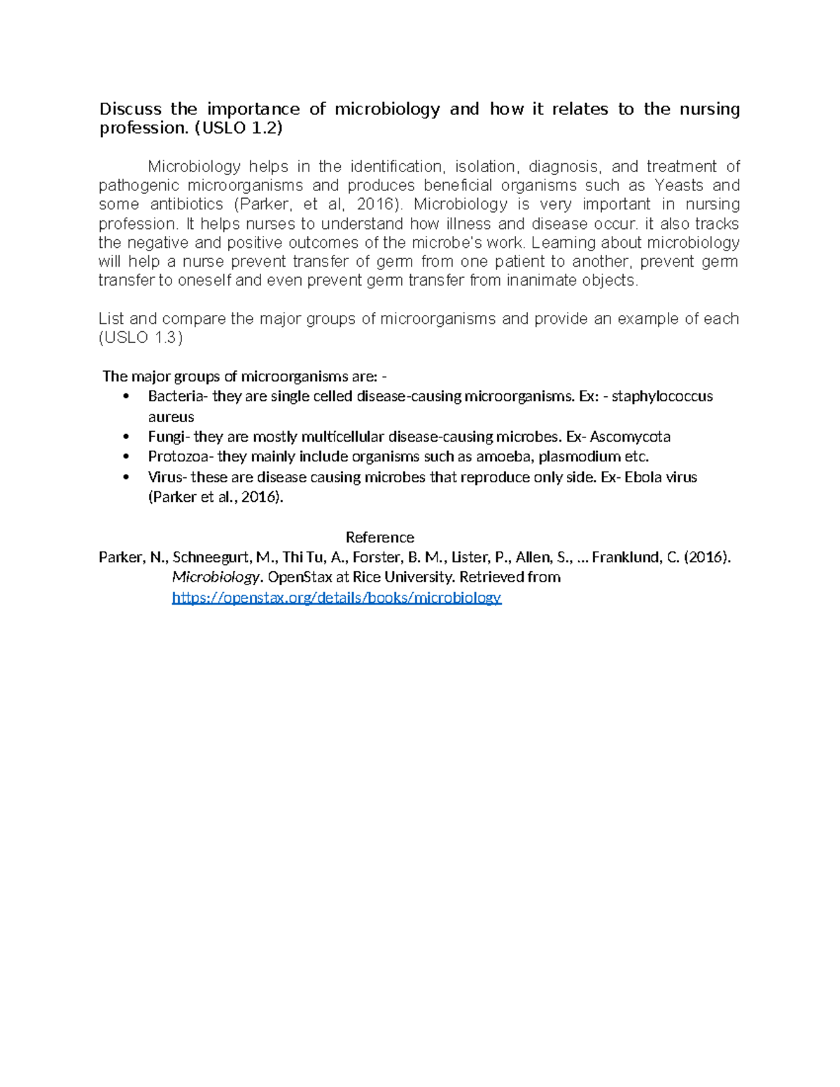 Micro week 1 - Discuss the importance of microbiology and how it ...