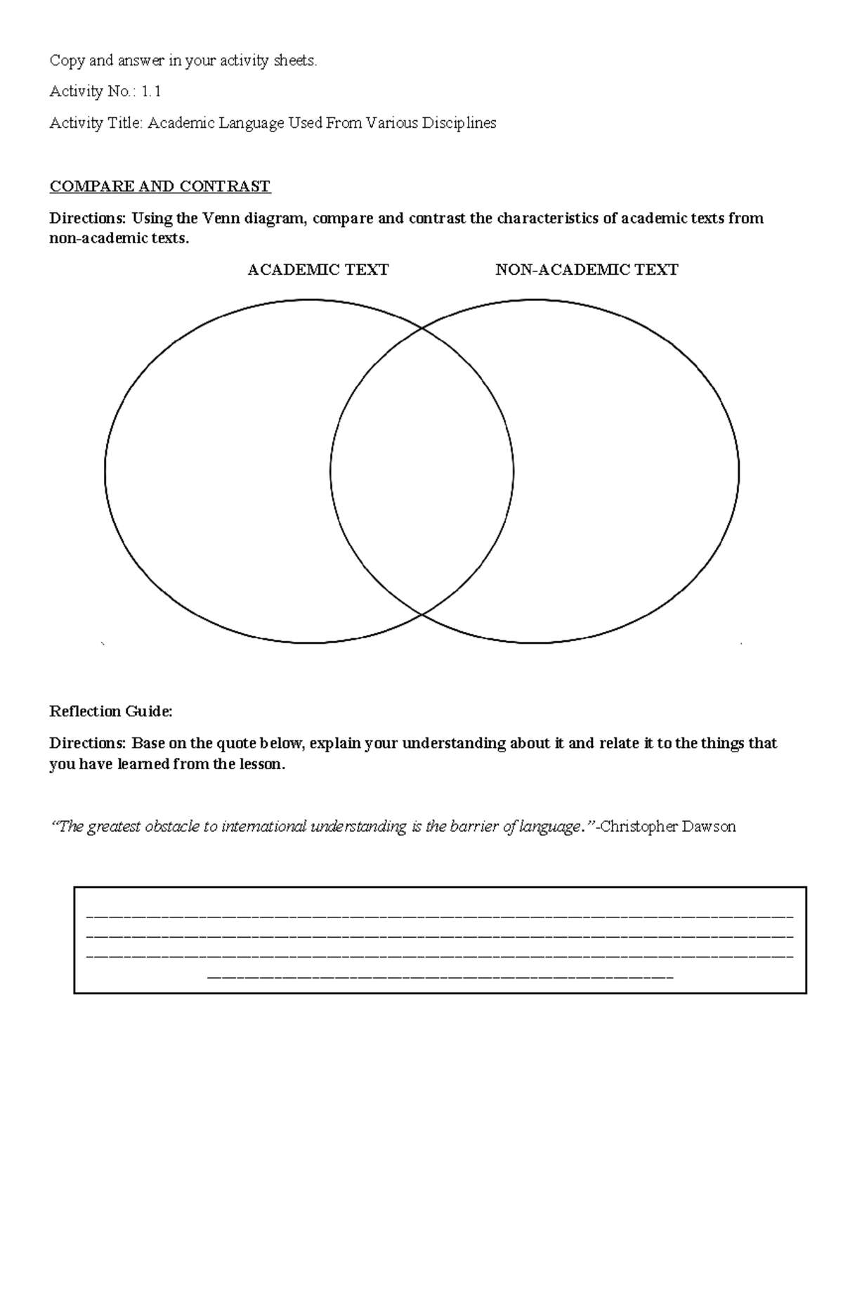 Activity 1 - This will serve as a study guide. - Copy and answer in ...