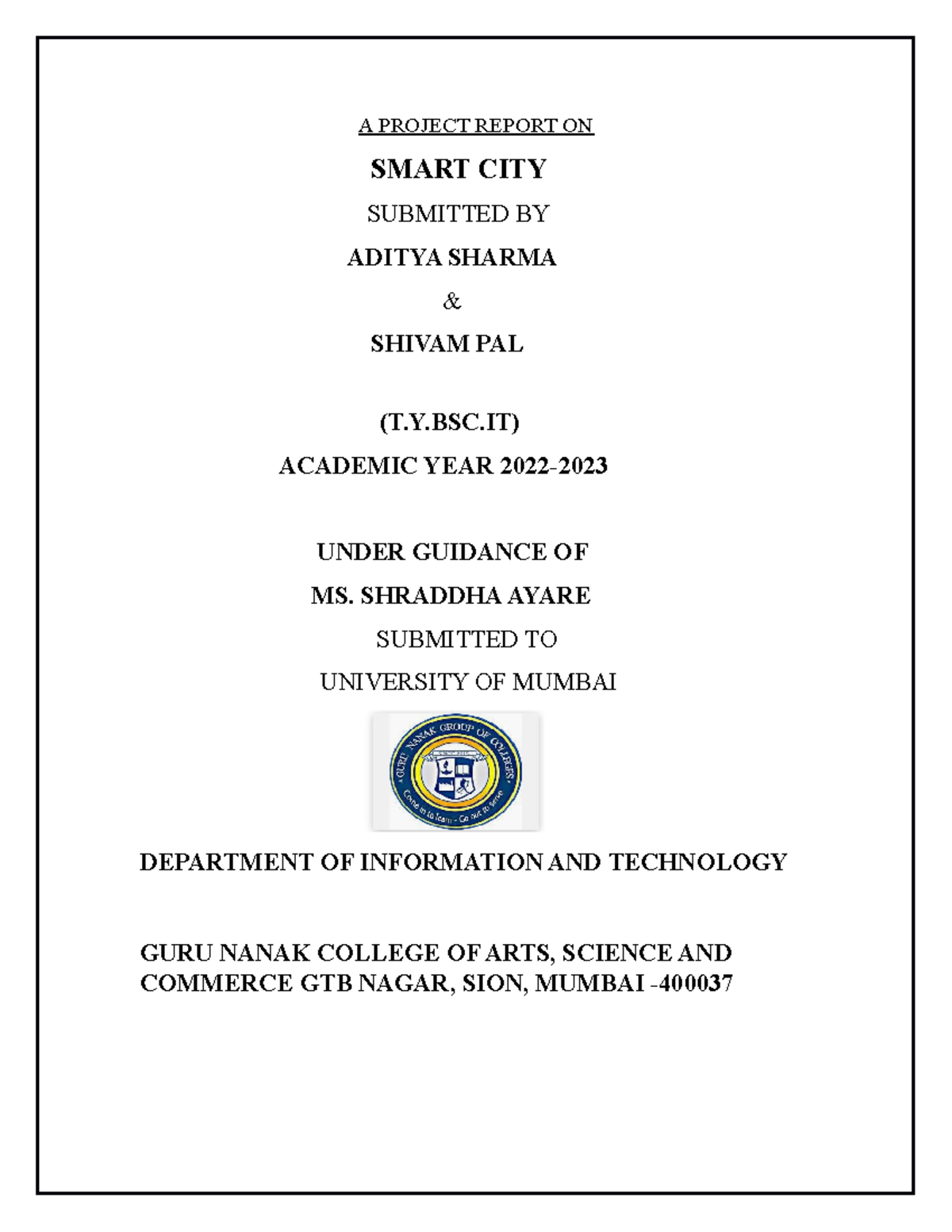 A Project Report Template BOTH - A PROJECT REPORT ON SMART CITY ...