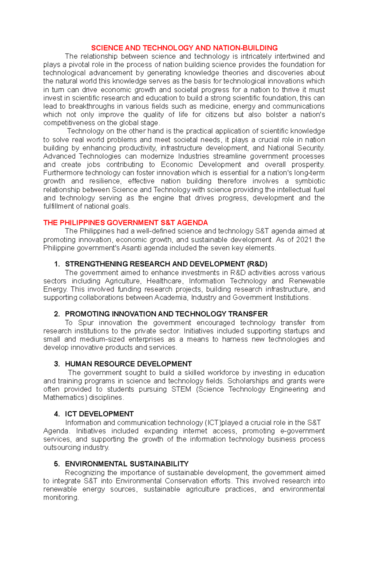 Science and Technology and Nation Building - SCIENCE AND TECHNOLOGY AND ...