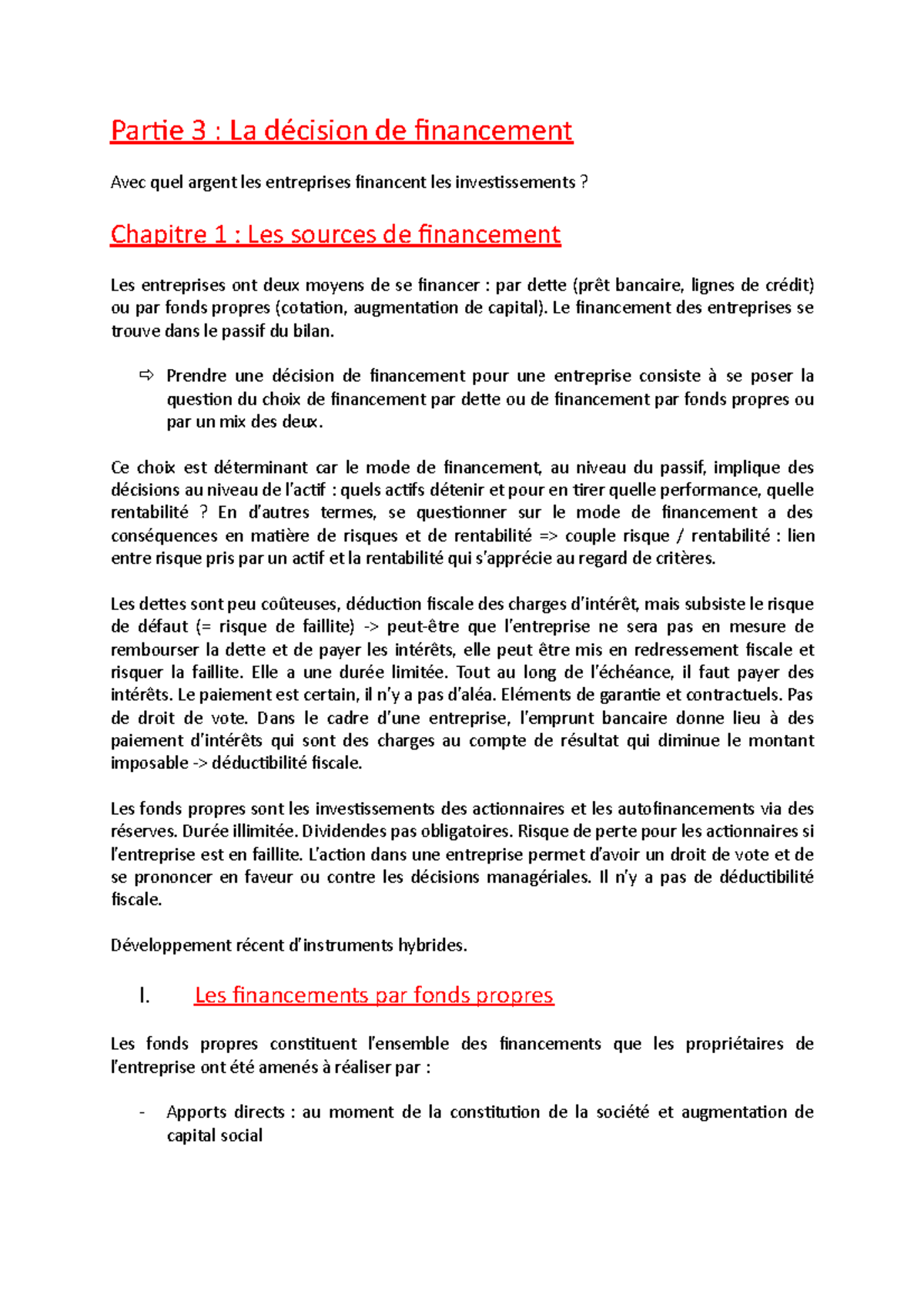 05 Les sources de financement - Partie 3 : La décision de financement ...