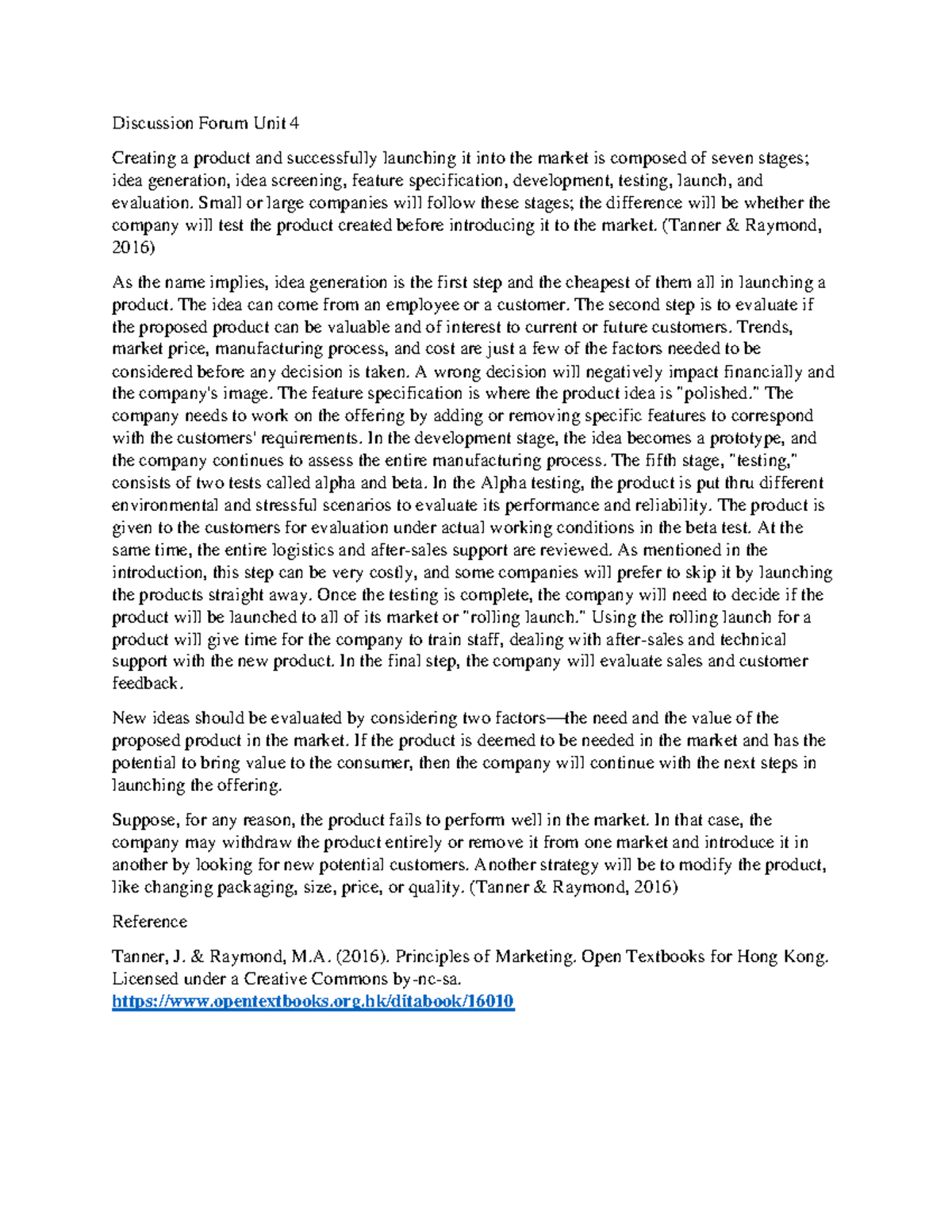 BUS2201 Discussion Forum Unit 4 - Discussion Forum Unit 4 Creating a ...