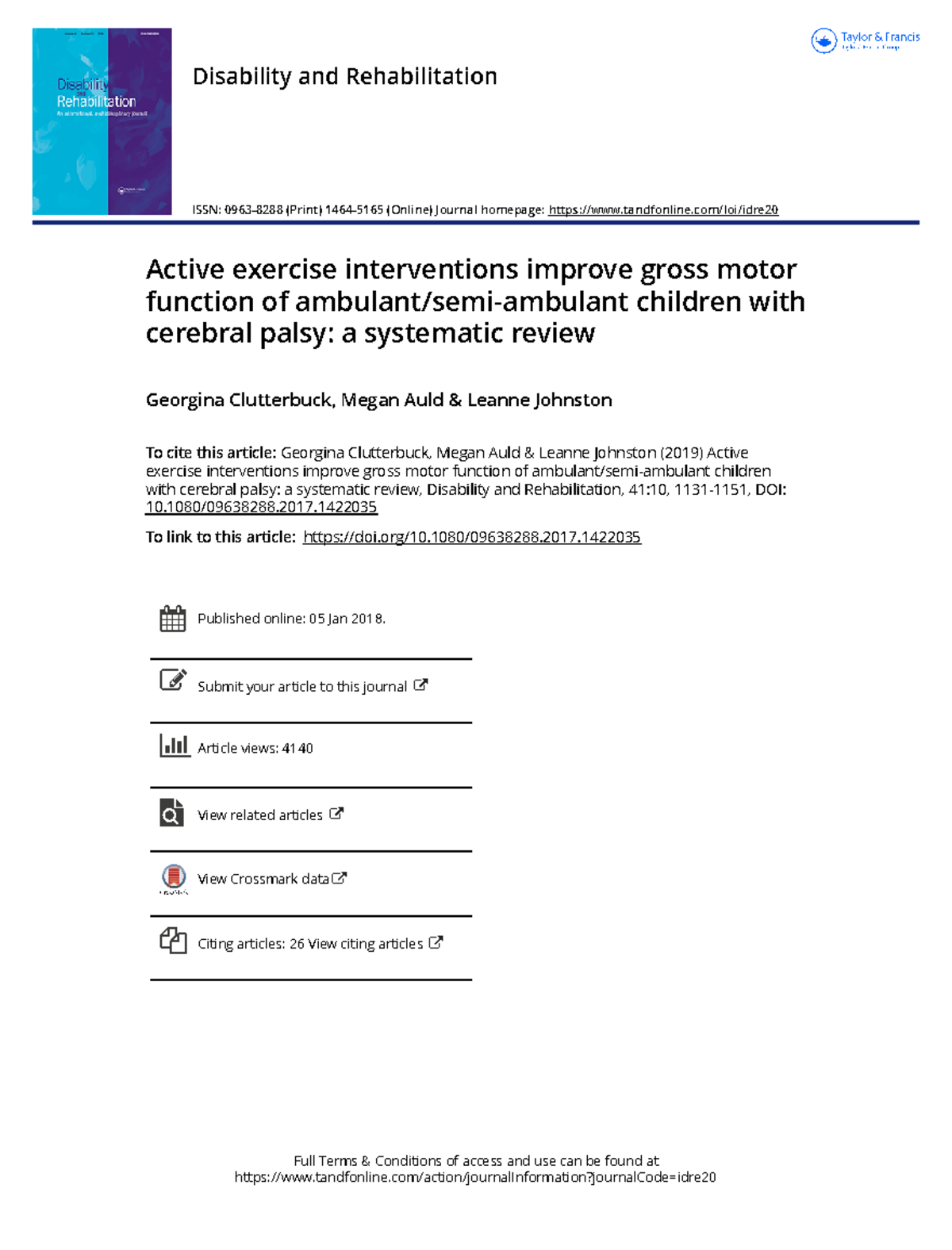 Active exercise interventions improve gross motor function of ambulant ...