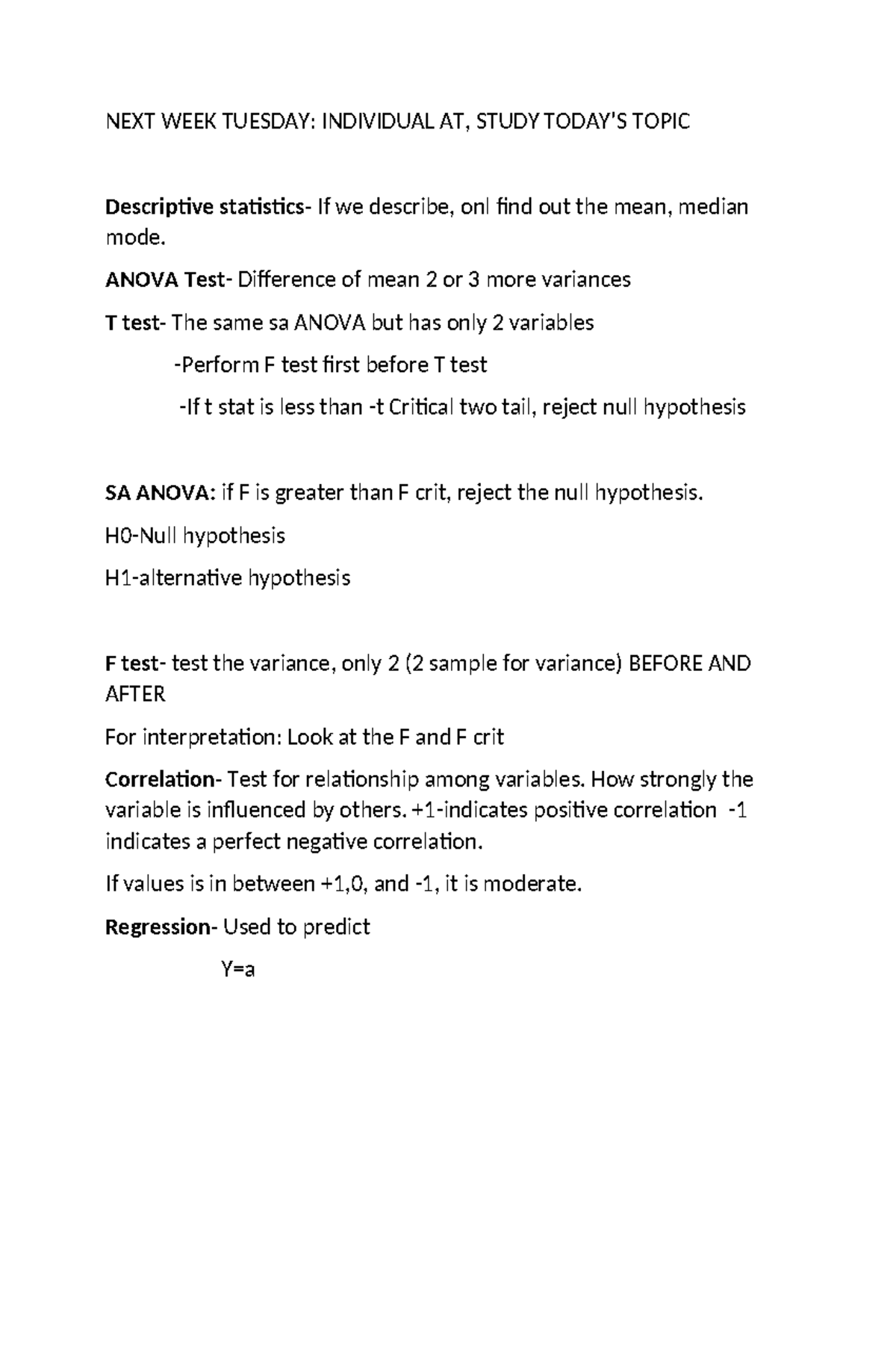 DATA ANAL Notes - NEXT WEEK TUESDAY: INDIVIDUAL AT, STUDY TODAY’S TOPIC ...