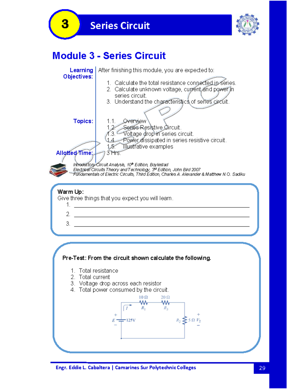 Module 3 - Series Circuit - Module 3 - Series Circuit Learning ...