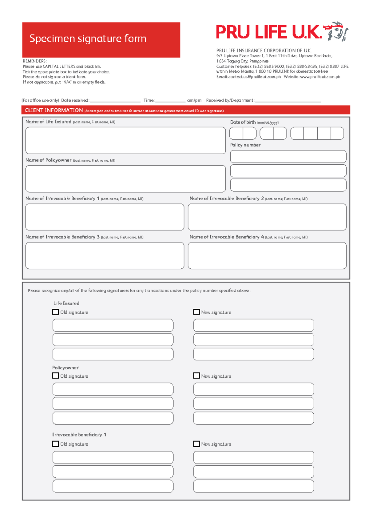 25 Mar 2022 Specimen Signature Form Fillable - LO/AWC/AMA/ COMPANY ...