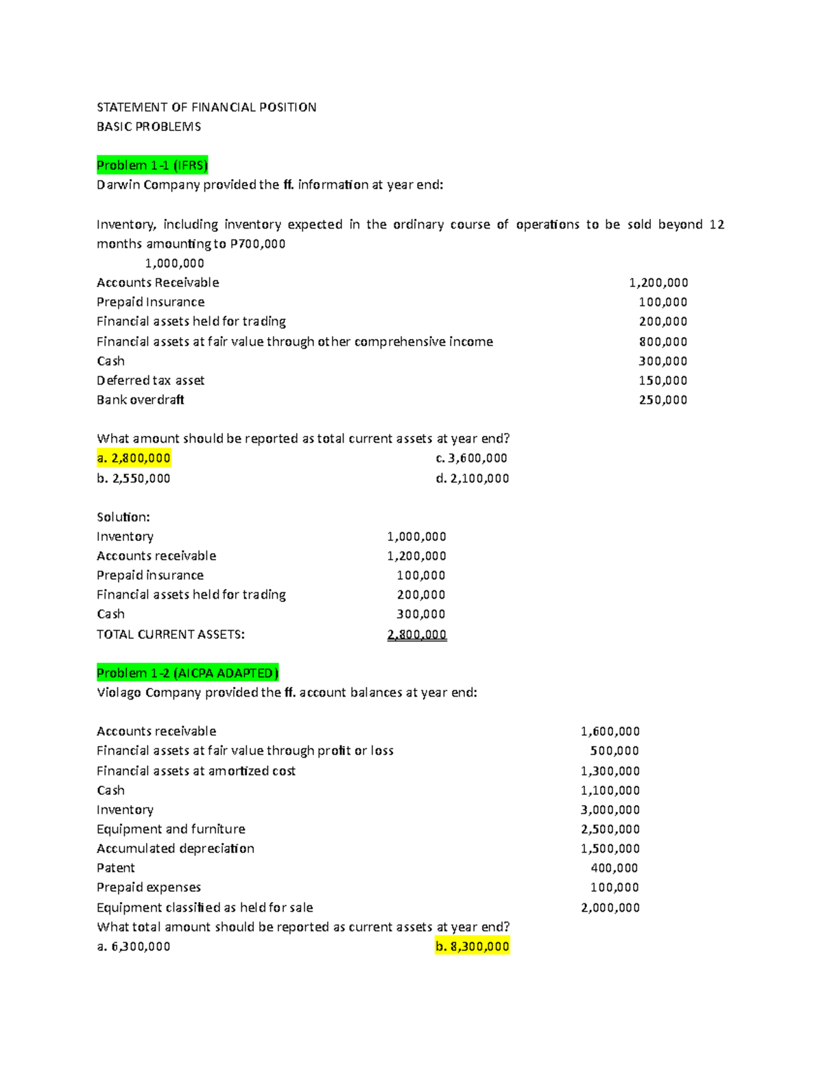 Practical Accounting ONE - STATEMENT OF FINANCIAL POSITION BASIC ...