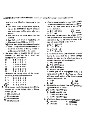 ECE-Logic Circuit and Switching Theory Practice Quiz 1 - Essentials of ...
