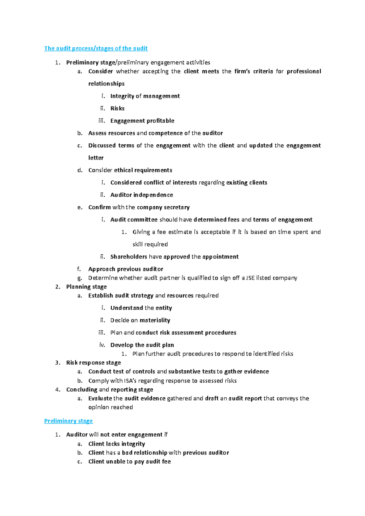 The+Audit+Process - AUE3761-NOTES - The audit process/stages of the ...