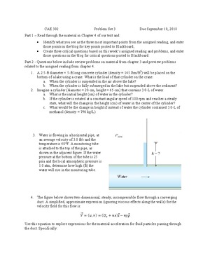 Problem set 2 solutions - CAE 302 Problem Set 2 Due August 27, 2018 Part 1 Read through the ...