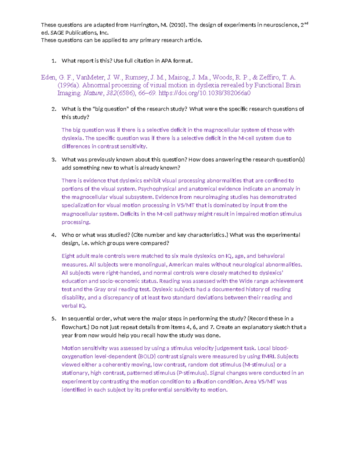 NSCI 2100 Discussion 3 Assignment - These questions are adapted from ...