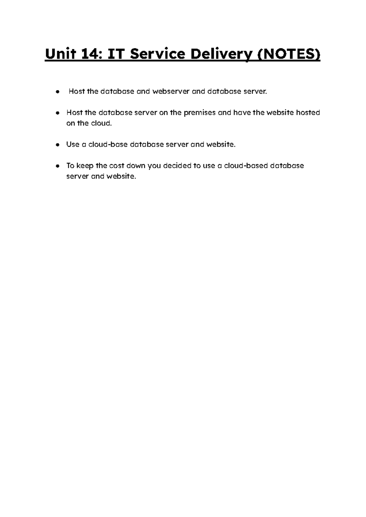 Unit 14 IT Service Delivery ( Notes) - Unit 14: IT Service Delivery ...