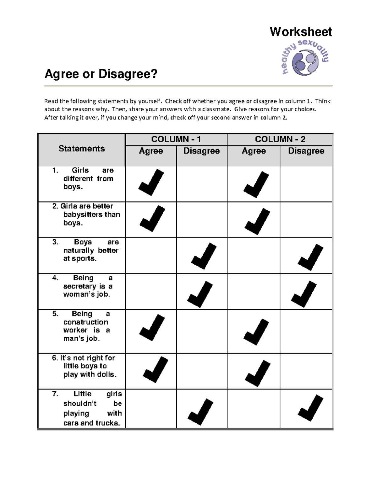 Agree or disagree - UNIT 1 - Read the following statements by yourself ...
